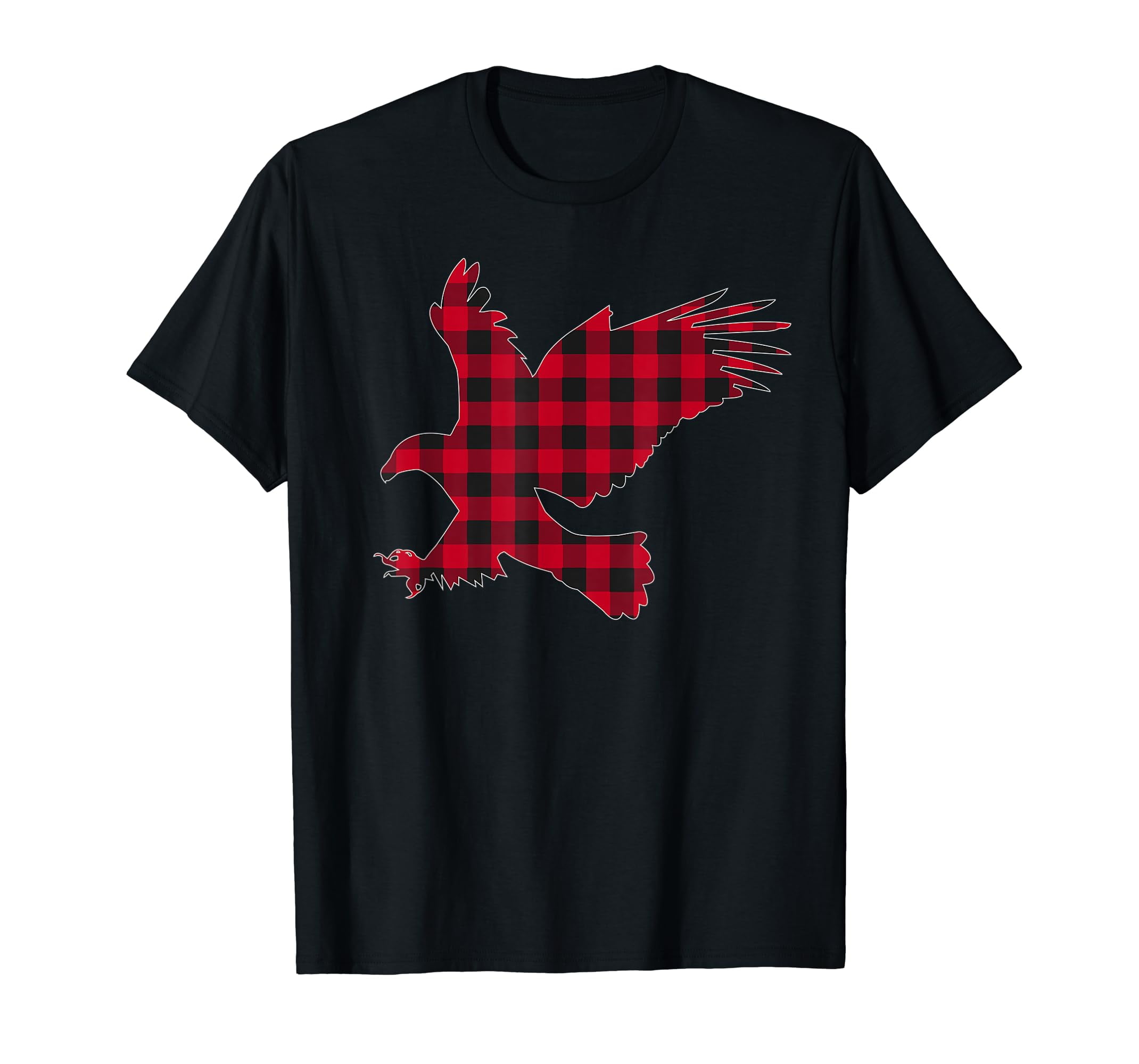 Red Plaid Bald Eagle Christmas Buffalo Family Pajama Black T-Shirt ...