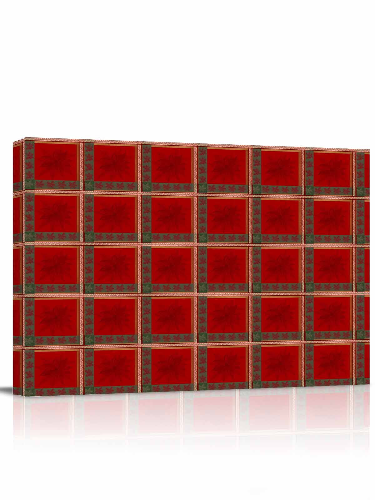 Red Plaid Canvas Print Wall Art Vintage Christmas Abstract Art Retro ...