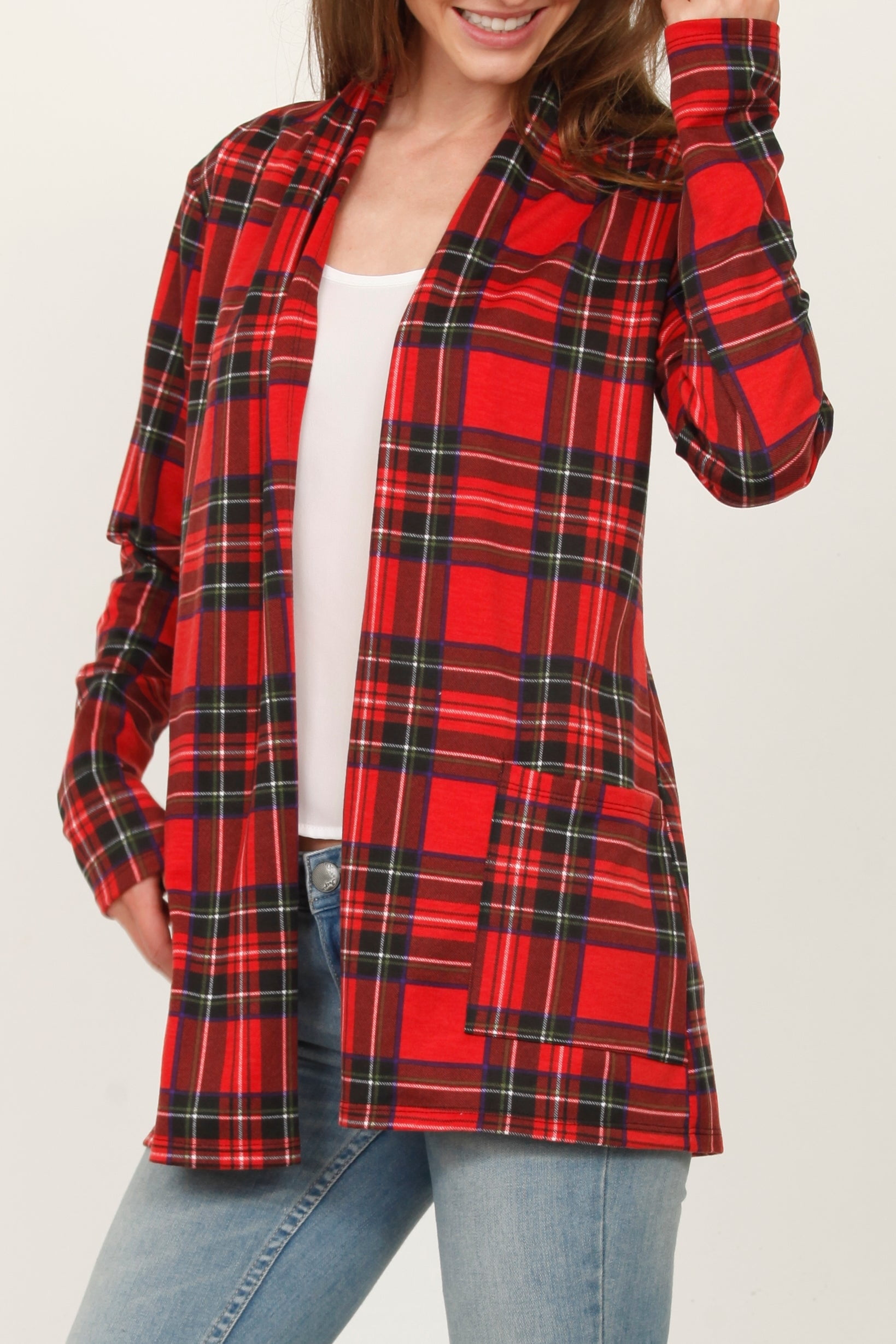 Red Plaid Cardigan - Walmart.com