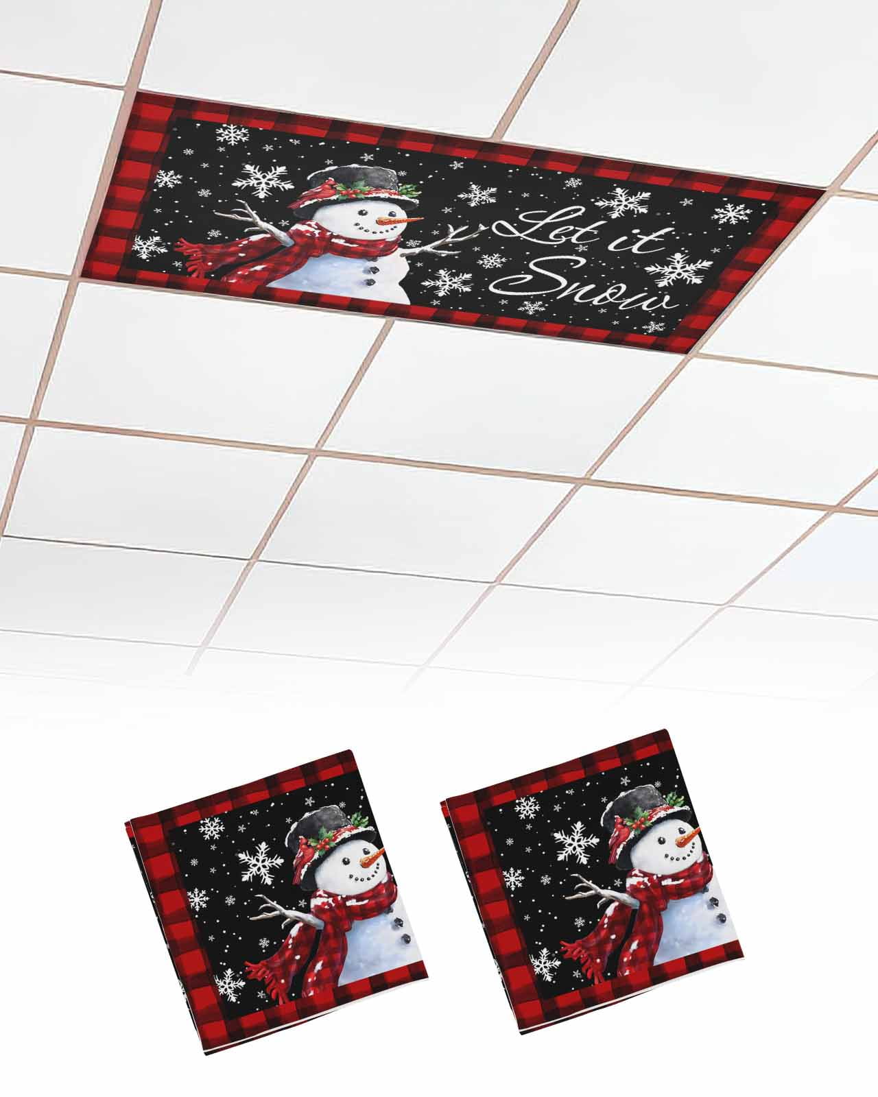 Red Plaid Christmas Fluorescent Light Covers for Ceiling Lights 4x2 ...