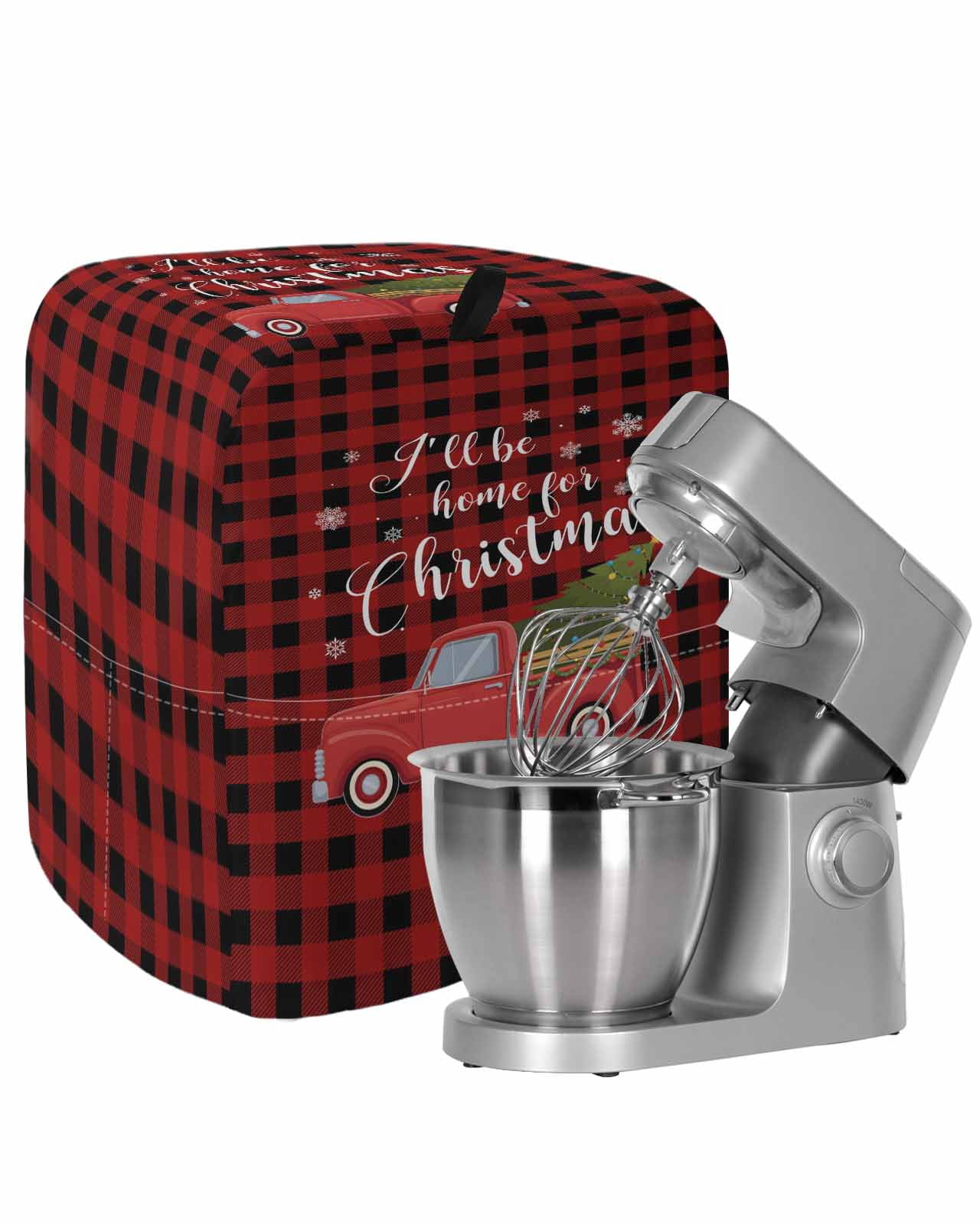 Red Plaid Christmas Stand Mixer Dust Cover with Storage Pocket ...