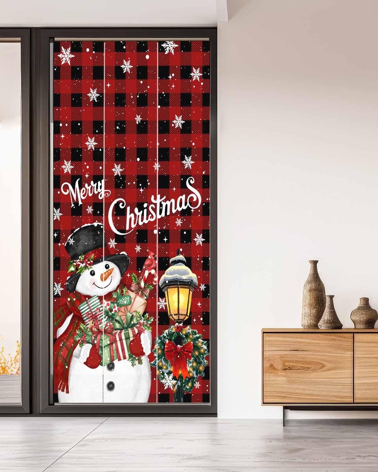 Red Plaid Christmas Window Privacy Film Stained Glass Window Film ...