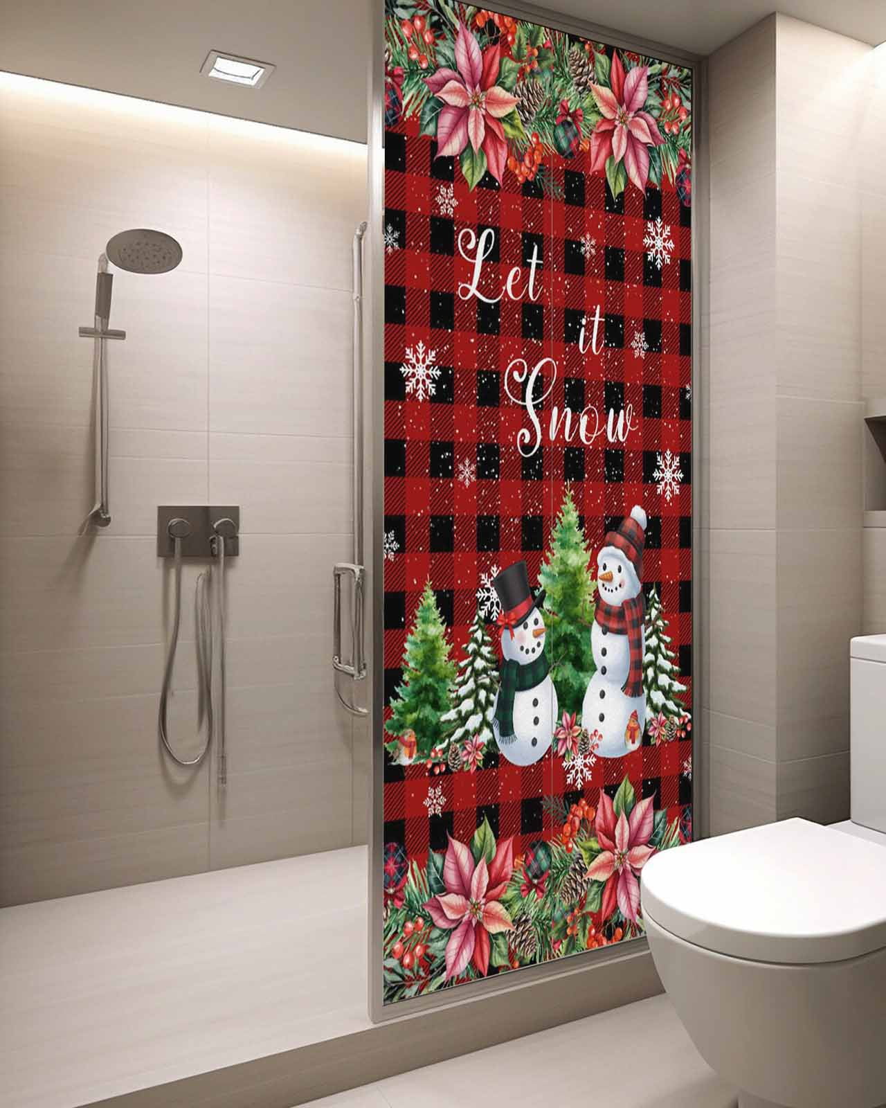 Red Plaid Christmas Window Privacy Film Stained Glass Window Film ...