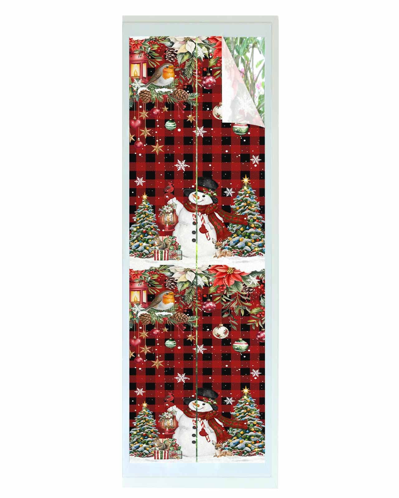 Red Plaid Christmas Window Privacy Film Stained Glass Window Film ...