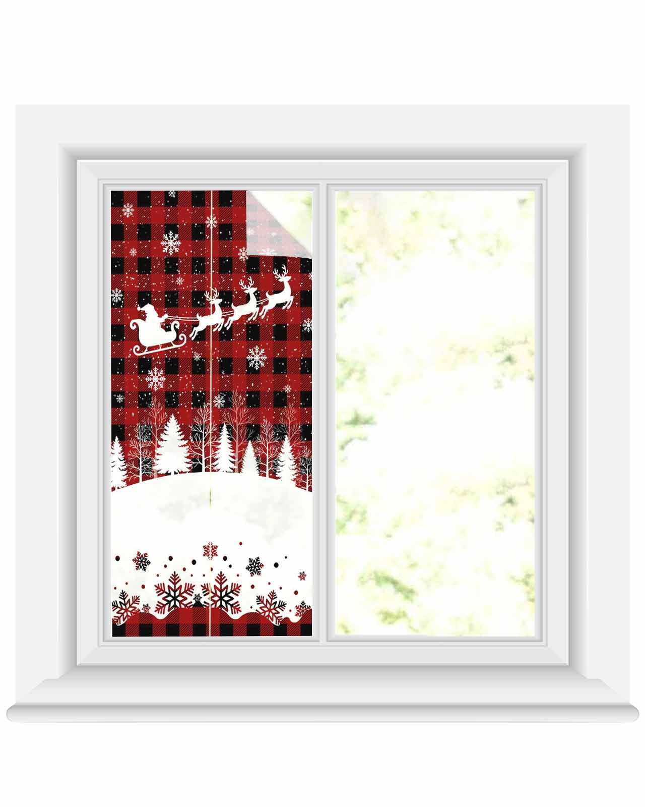 Red Plaid Christmas Window Privacy Film Stained Glass Window Film ...