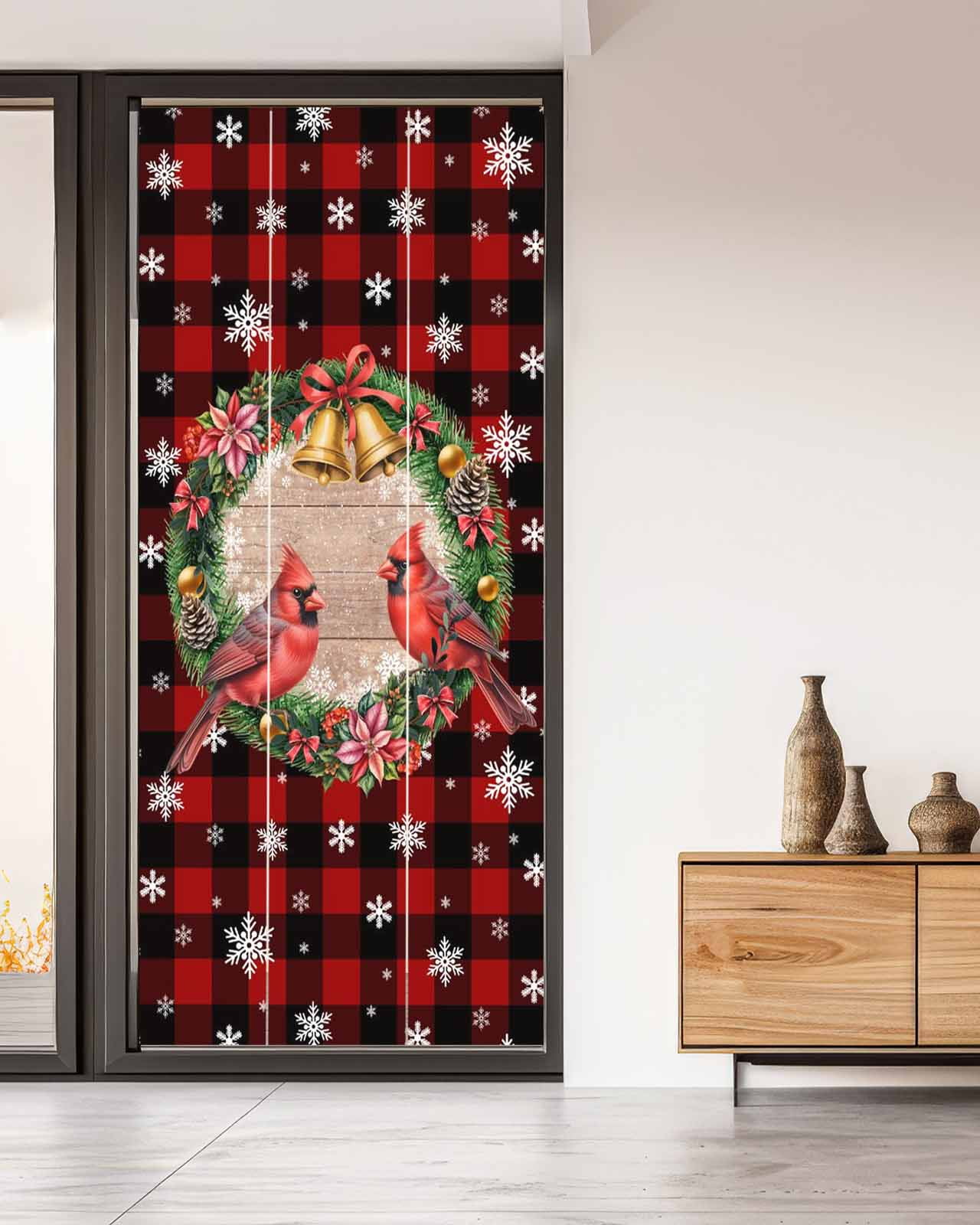 Red Plaid Christmas Window Privacy Film Stained Glass Window Film ...