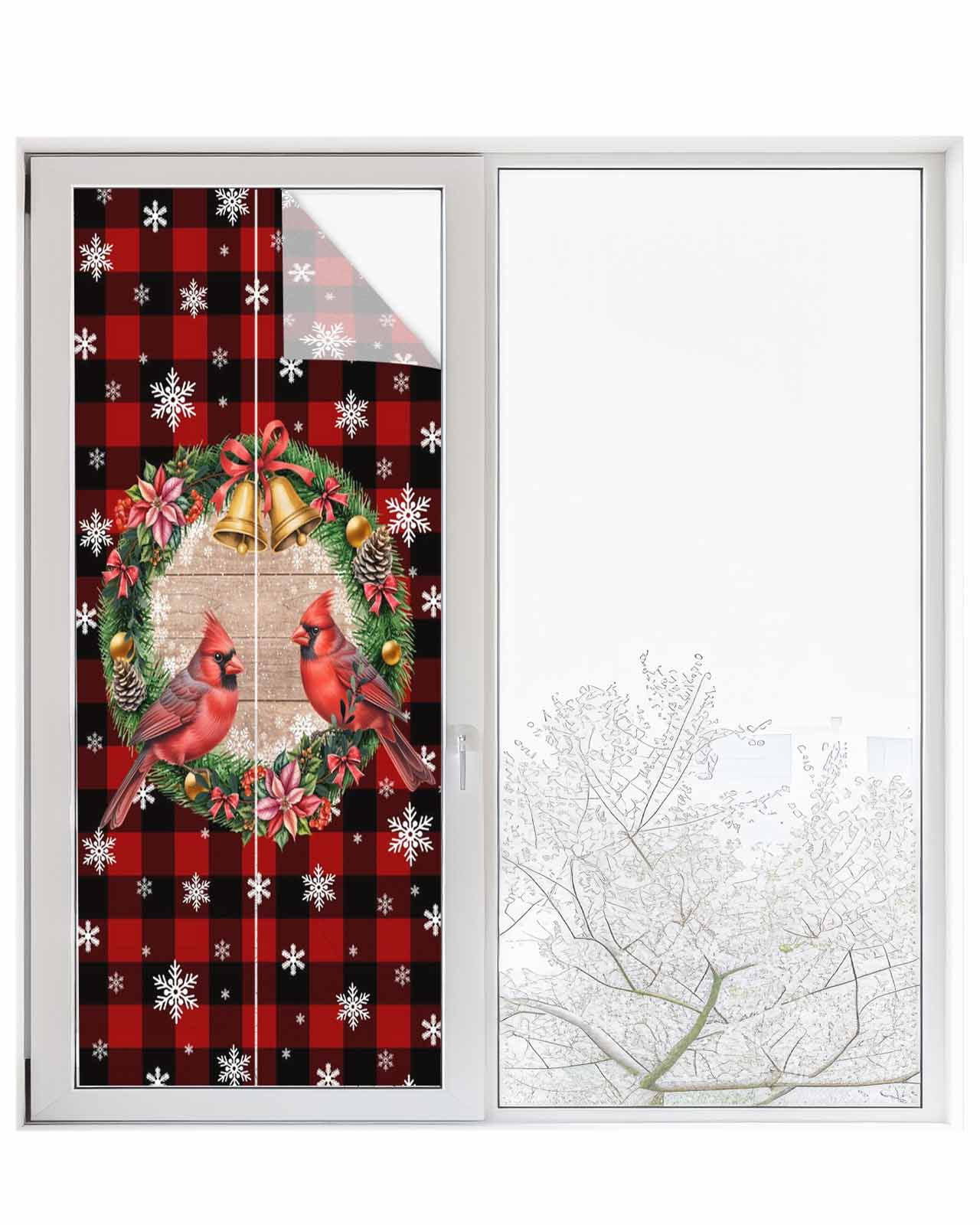 Red Plaid Christmas Window Privacy Film Stained Glass Window Film ...