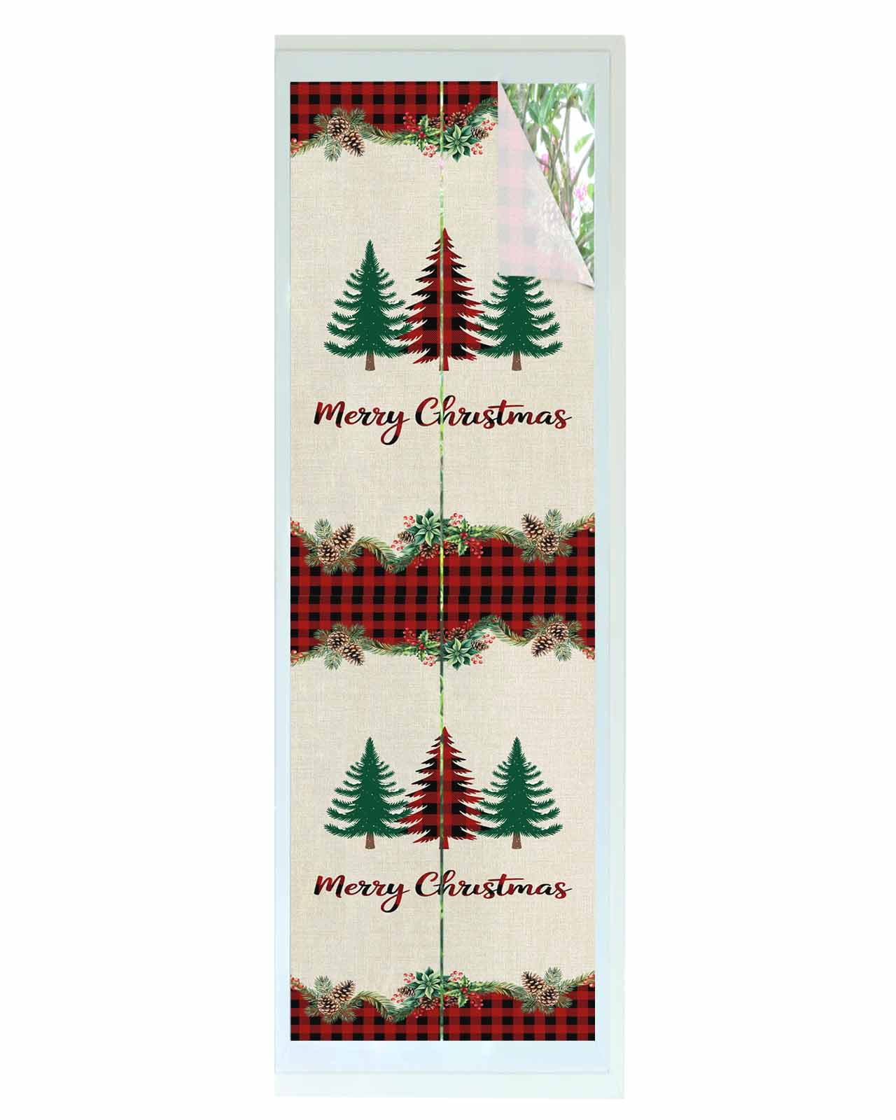 Red Plaid Christmas Window Privacy Film Stained Glass Window Film ...