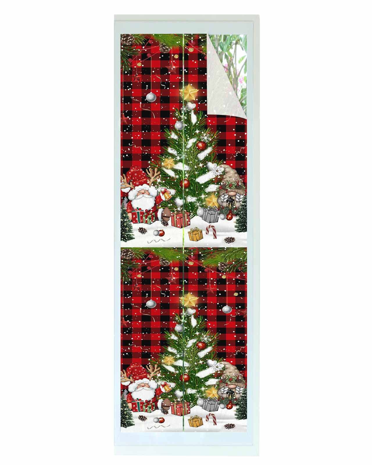Red Plaid Christmas Window Privacy Film Stained Glass Window Film ...