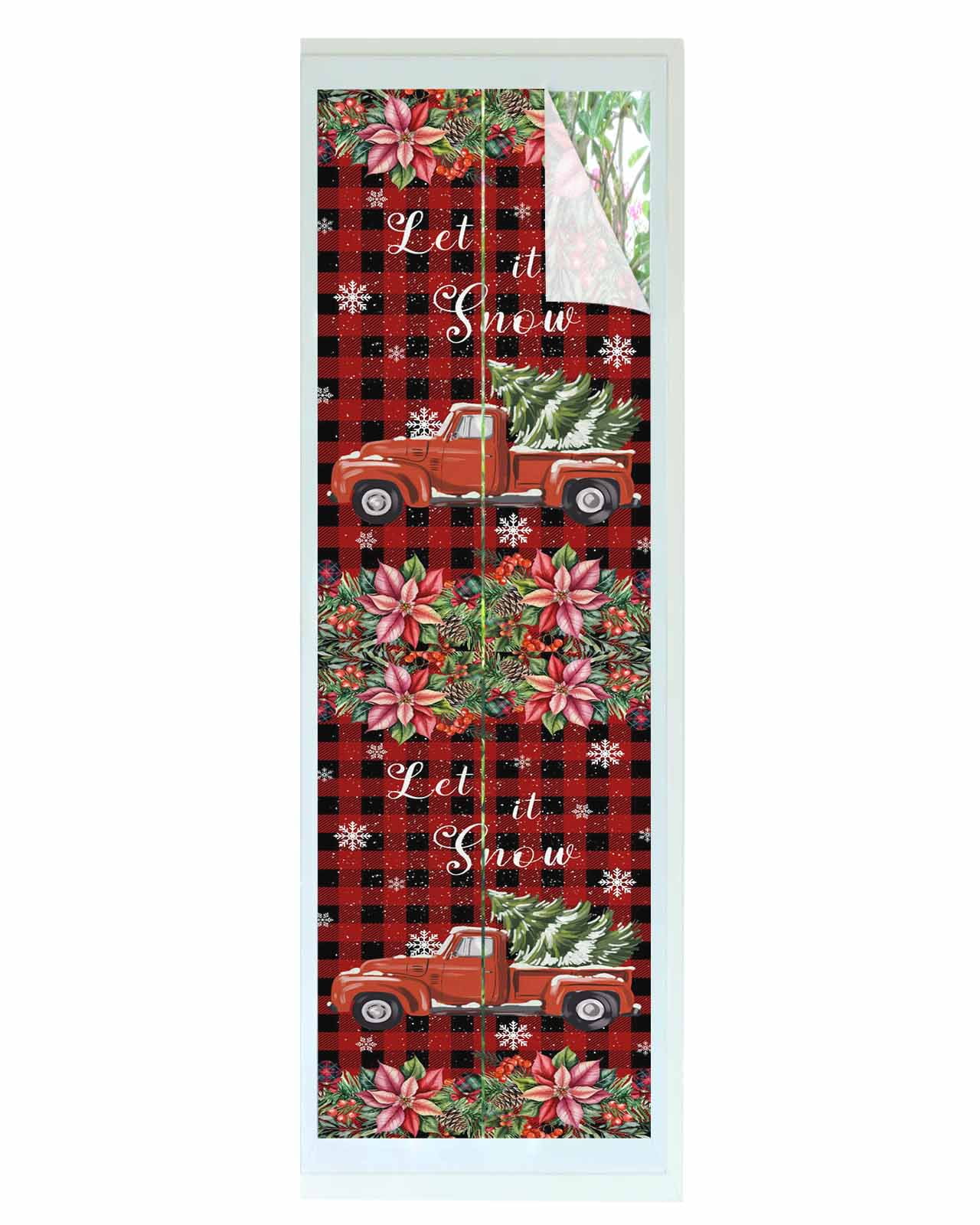 Red Plaid Christmas Window Privacy Film Stained Glass Window Film ...