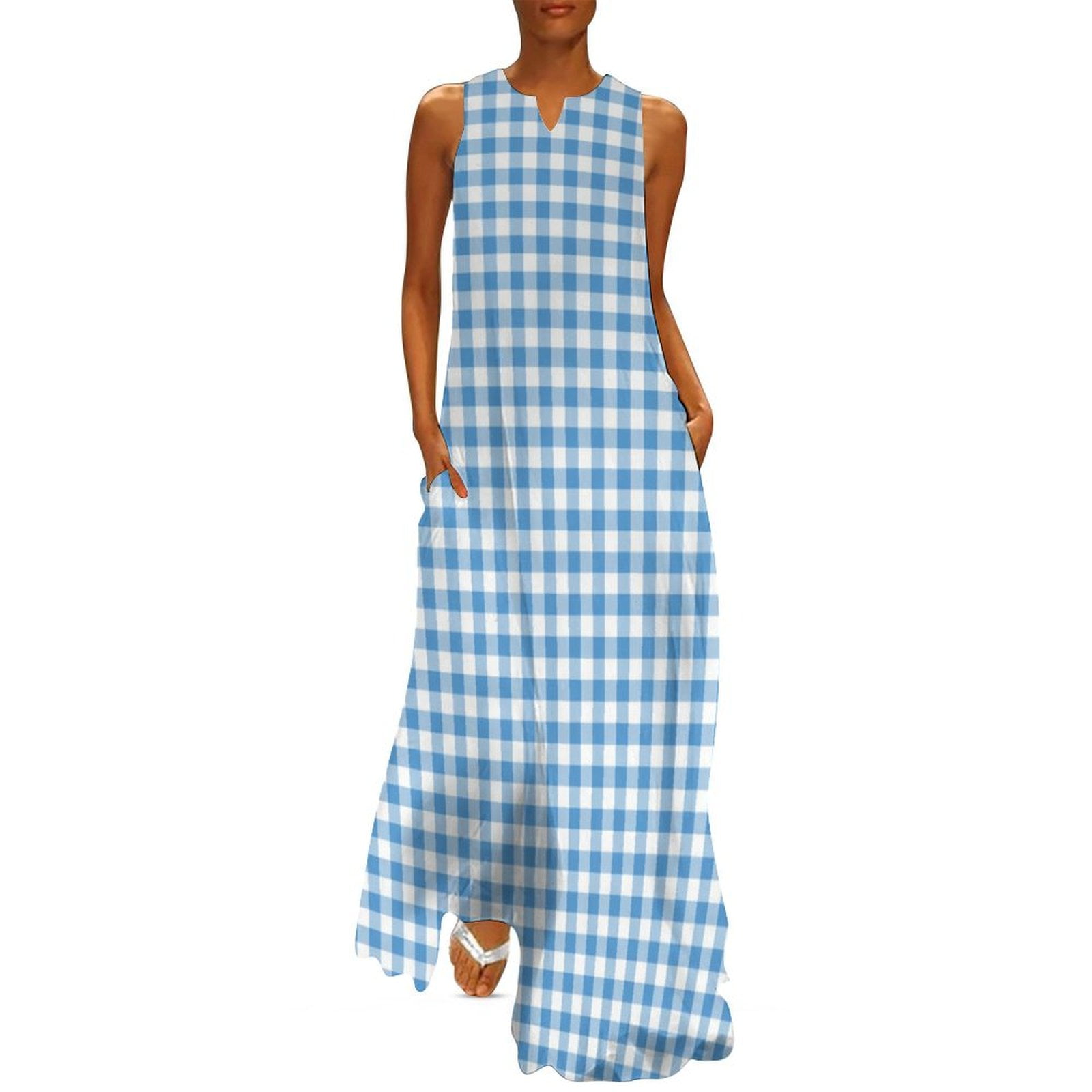 Red Plaid Dress Vintage Check Elegant Maxi Dress Street Style Boho Beach Long Dresses Summer ...