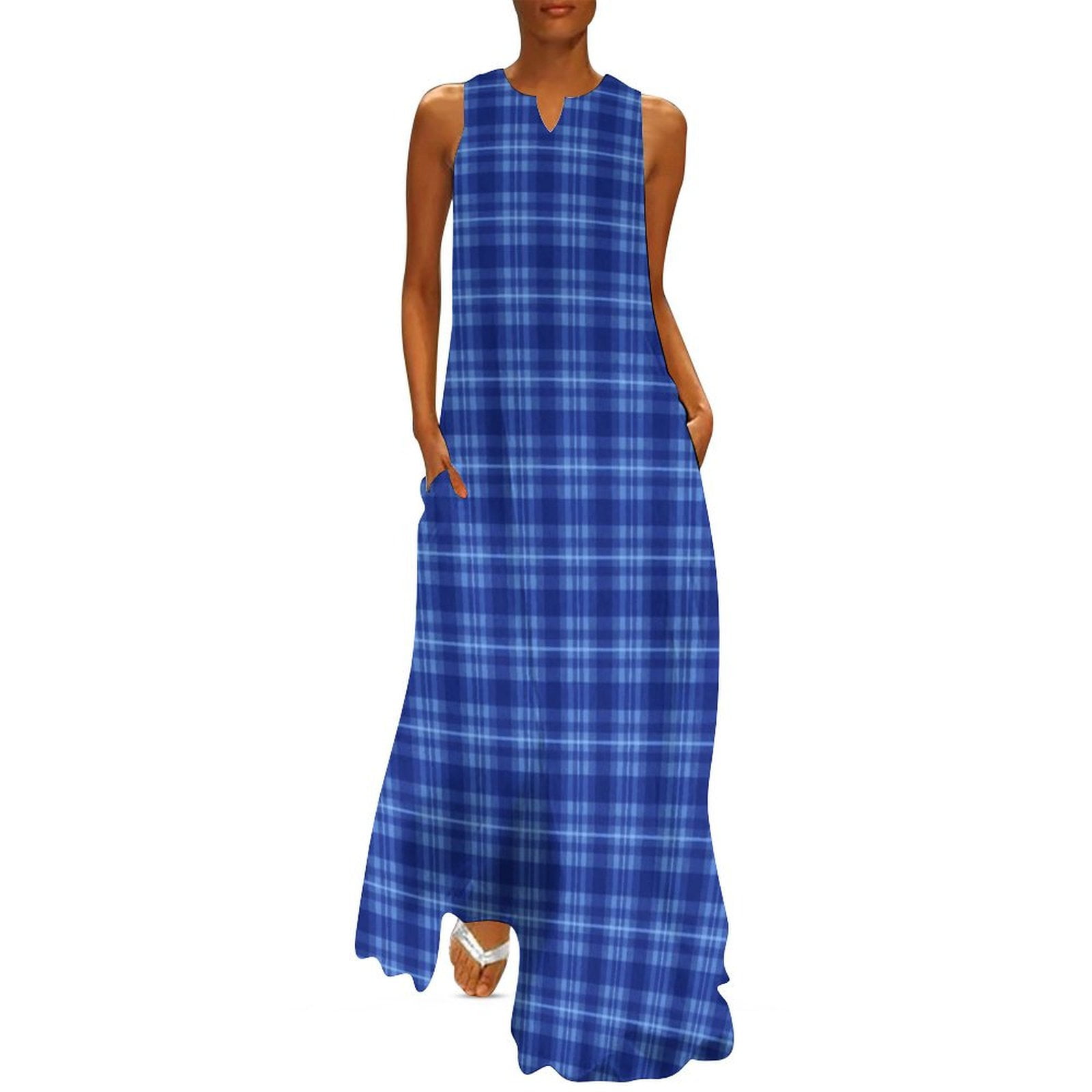 Red Plaid Dress Vintage Check Elegant Maxi Dress Street Style Boho Beach Long Dresses Summer ...