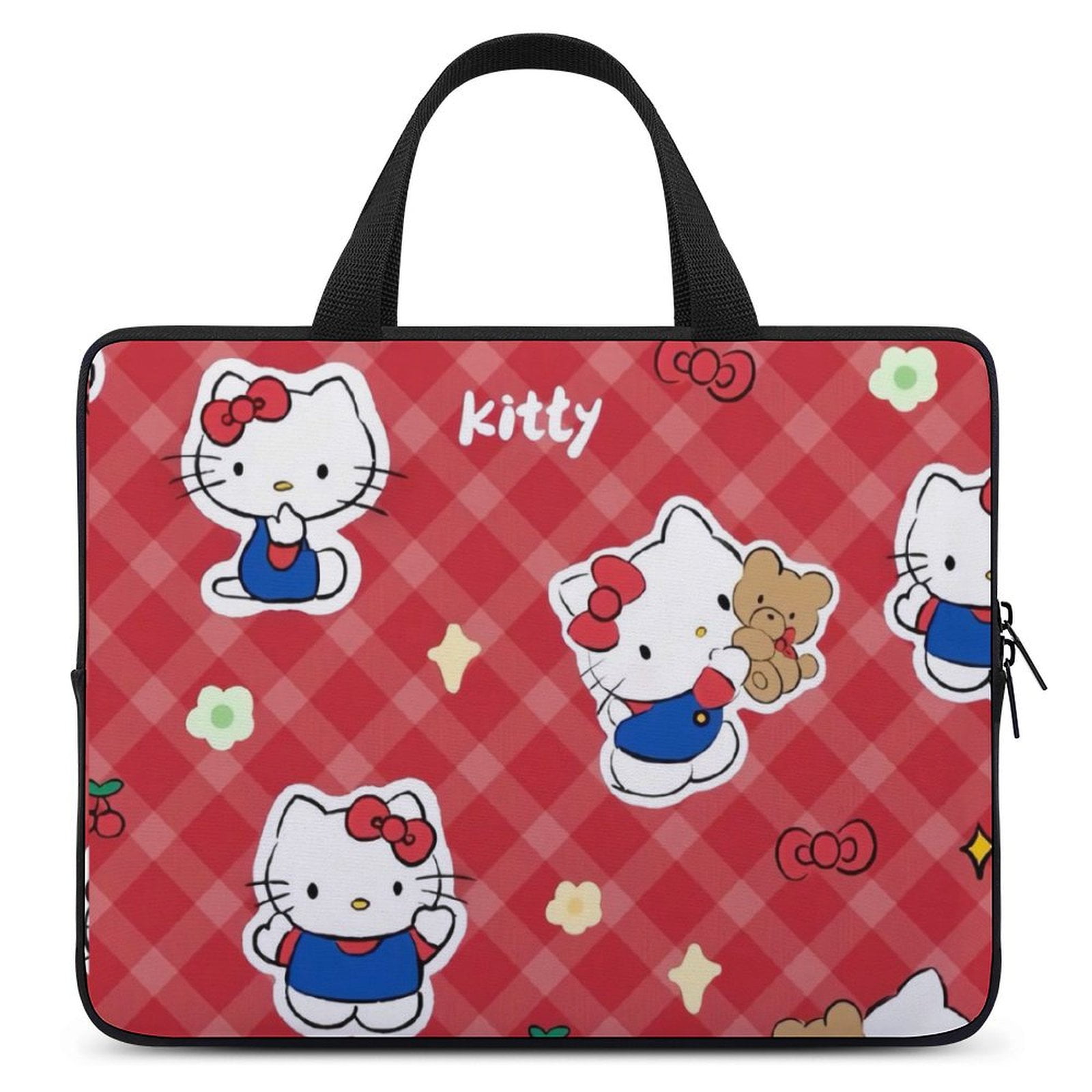 Red Plaid Hello Kitty Laptop Bag for Women Men 13 Inch,Laptop Tote Work ...