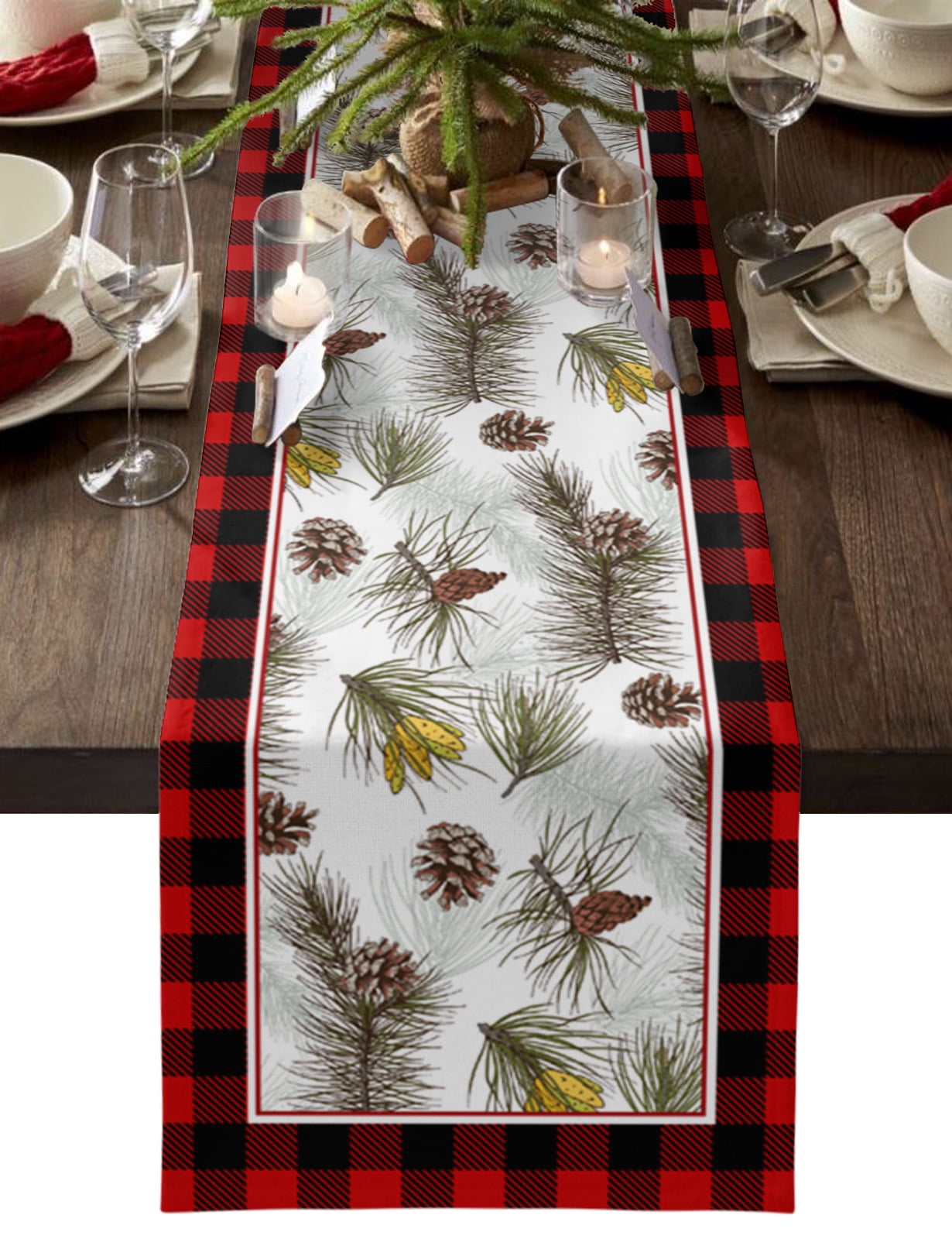 Red Plaid Pastoral Style Table Runner ration Home r Dinner Table ration ...
