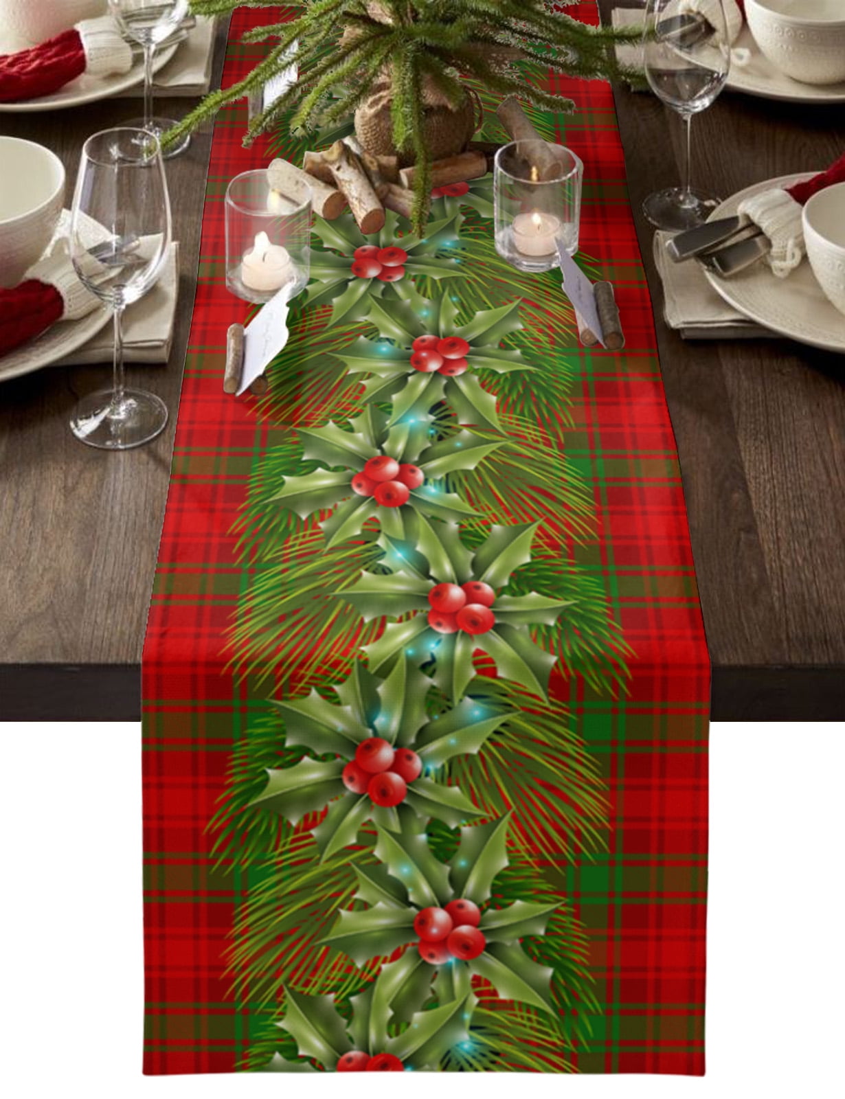 Red Plaid Pastoral Style Table Runner ration Home r Dinner Table ration ...