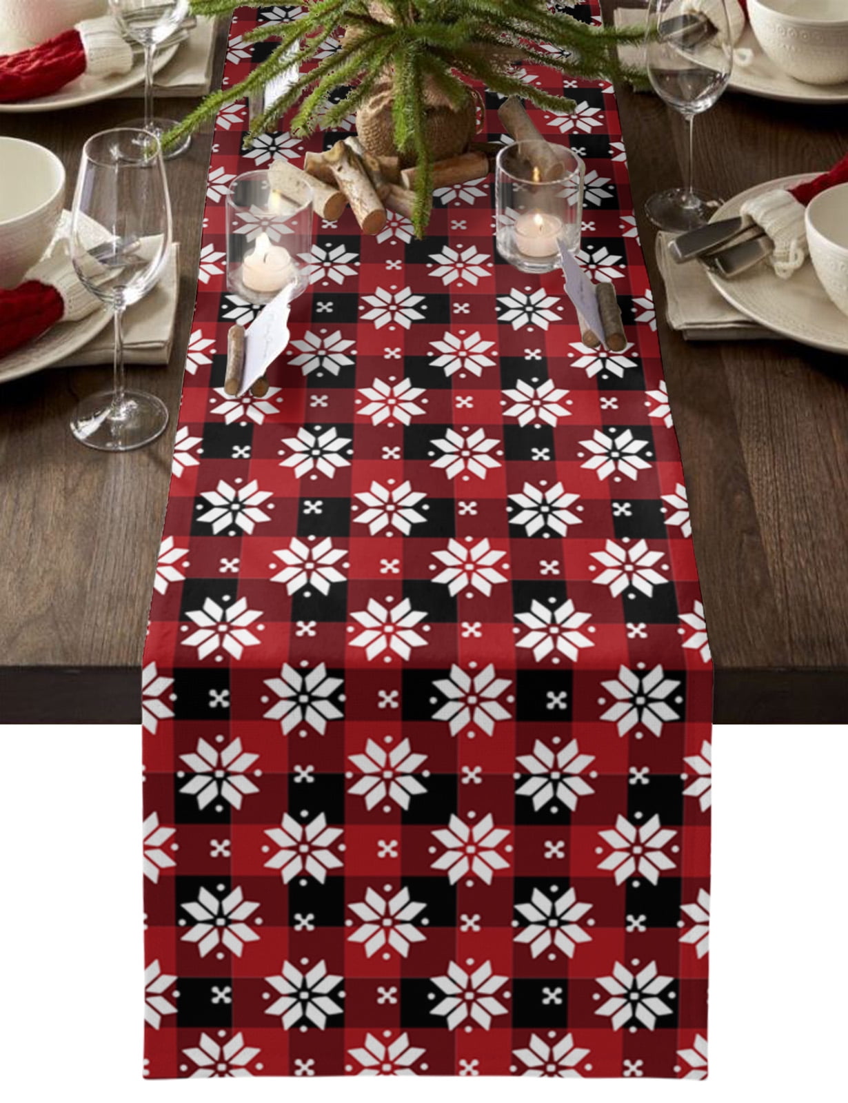 Red Plaid Pastoral Style Table Runner ration Home r Dinner Table ration ...