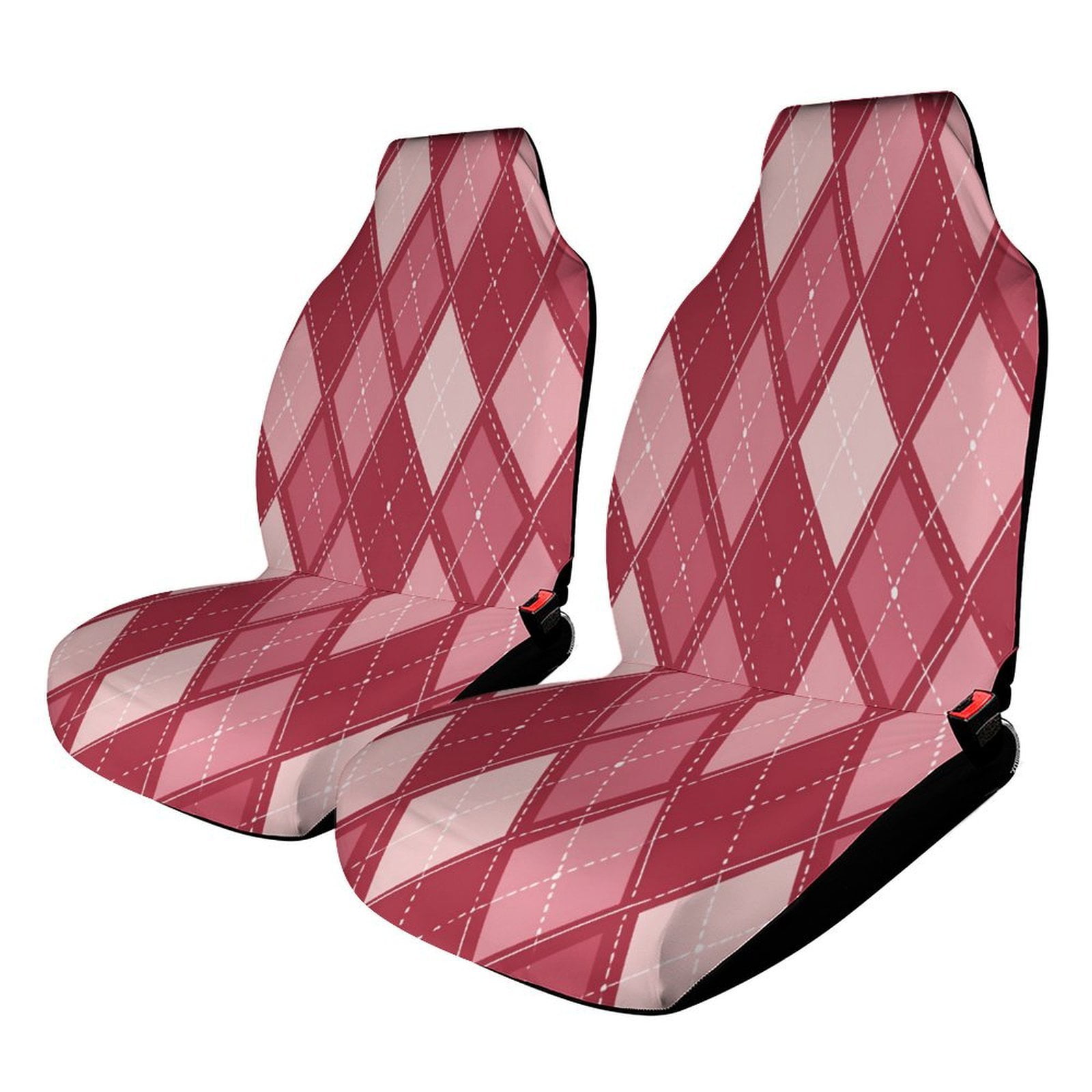 Red Plaid Pattern Seamless Texture Set of 2Pcs Car Seat Covers Easy ...