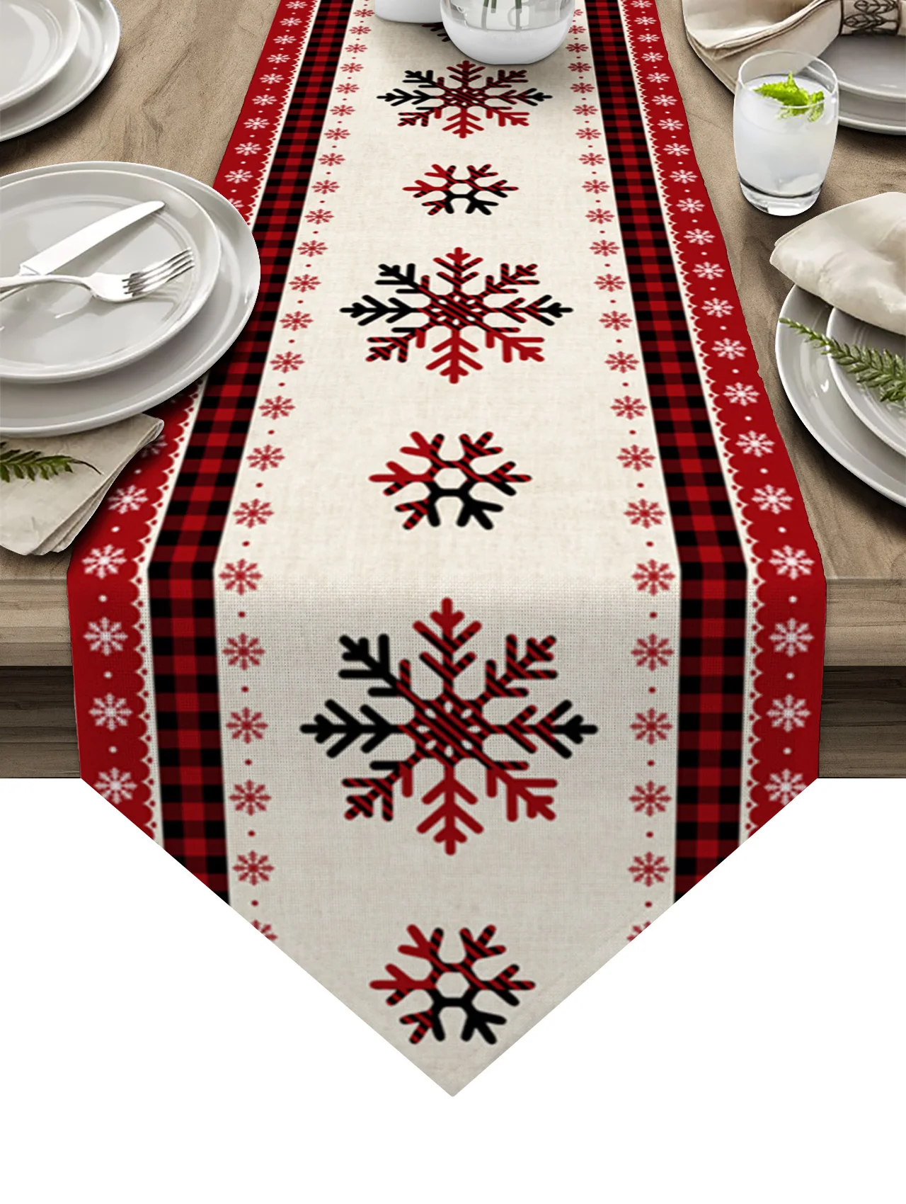 Red Plaid Tree Table Runner Home Wedding Table Flag Mat Table ...