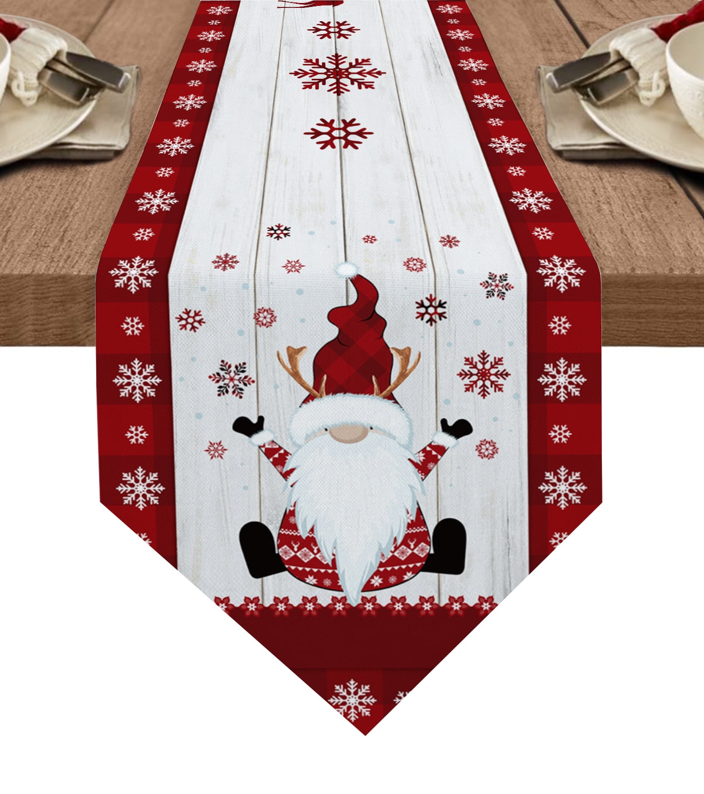 Red Plaid Tree Table Runner Home Wedding Table Flag Mat Table ...
