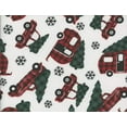 Mook Fabrics Christmas Red Plaid Trucks and Campers on White Trees 100% ...