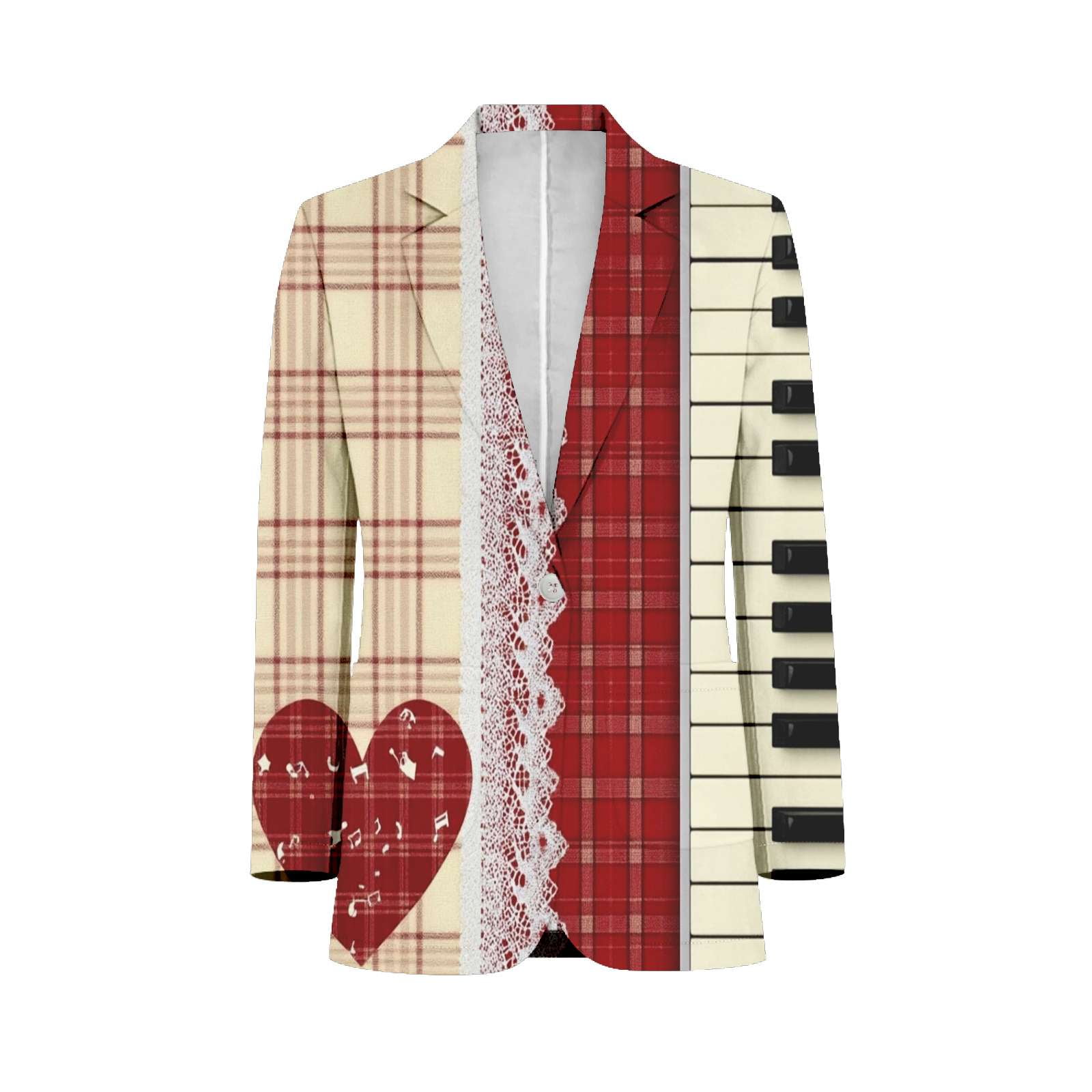 Red Plaid With Lace And Piano Keys Customized Men's Suits full man ...