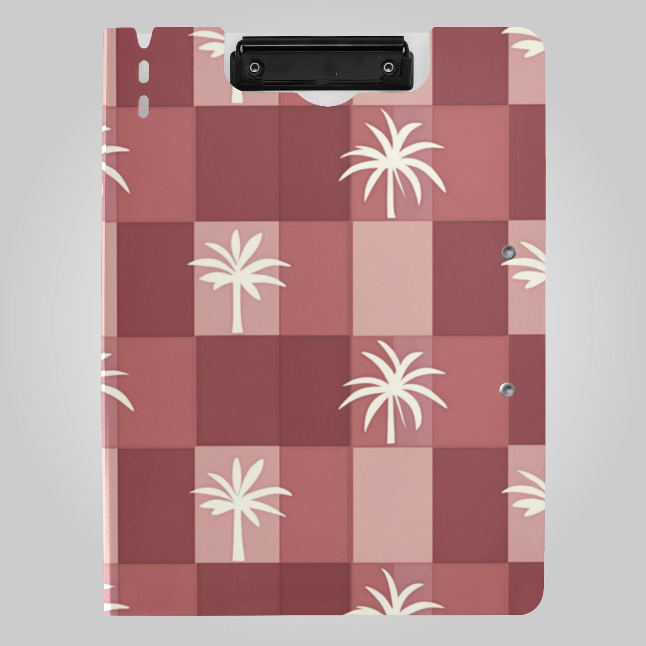 Red Plaids Coconut Trees Foldable Binder Folder Clipboard with Pen Slot ...