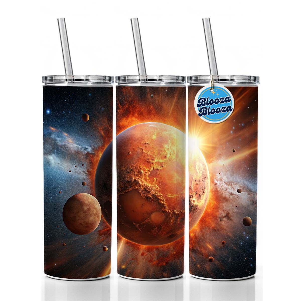 Red Planet Exploding in Space Sci-fi 20oz Insulated Water Bottle Skinny ...