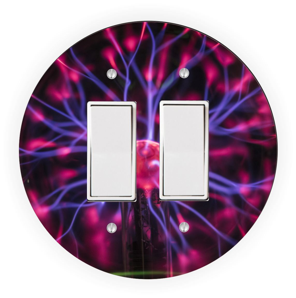 Red Plasma Ball Design - Round Light Switch Plate Cover - Double Rocker ...