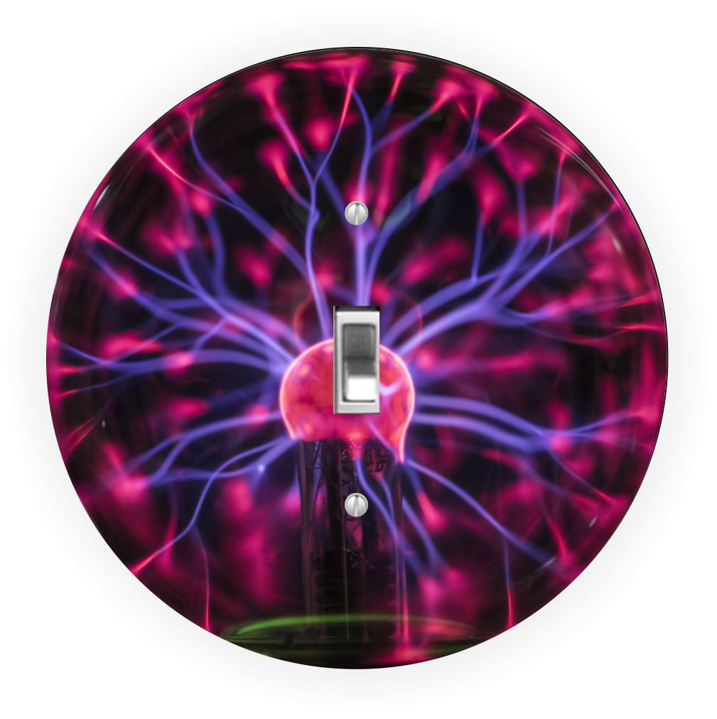 Red Plasma Ball Design - Round Light Switch Plate Cover - Single Toggle ...