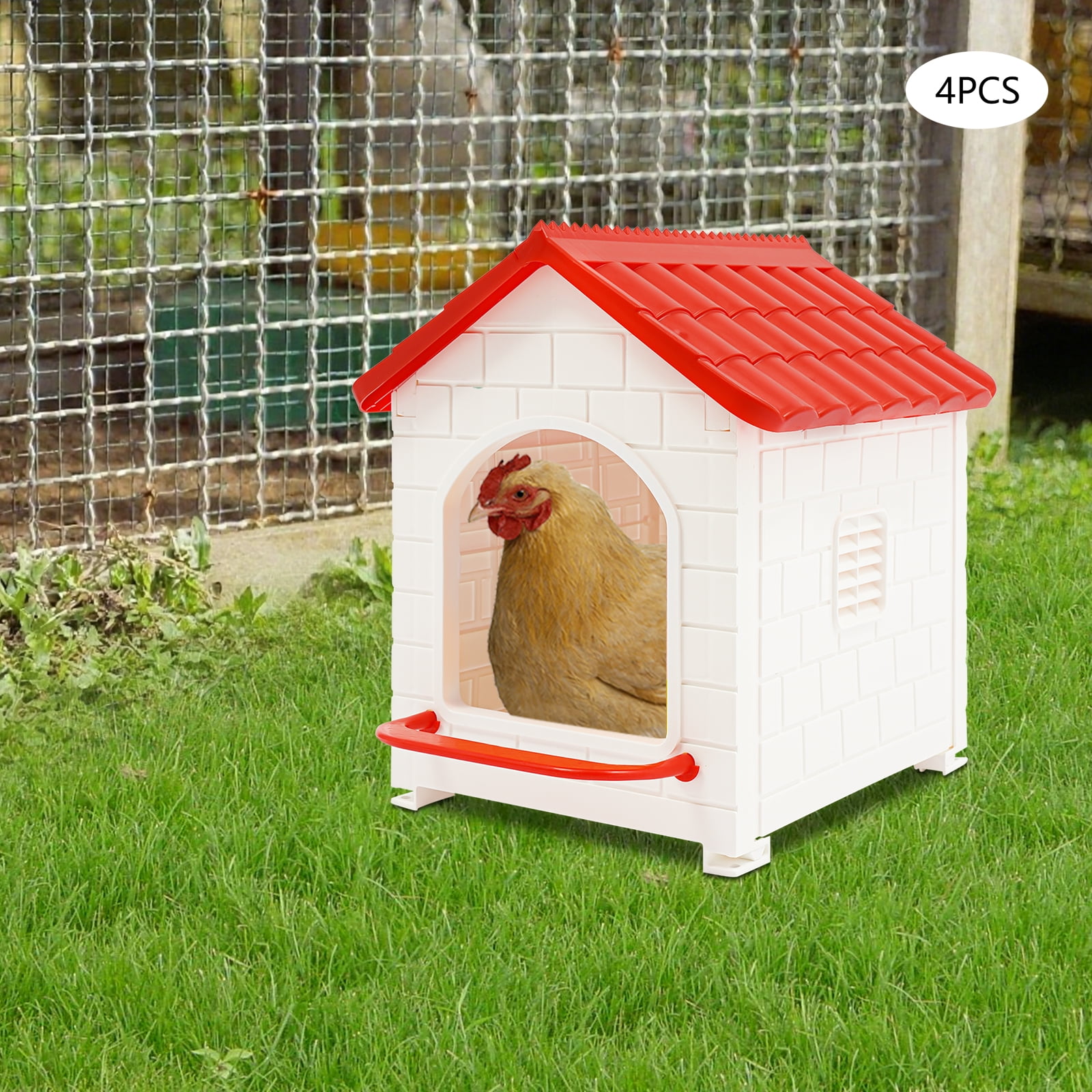 Red Plastic Chicken Nesting Box Set (4-Pack), Injection Molded with ...