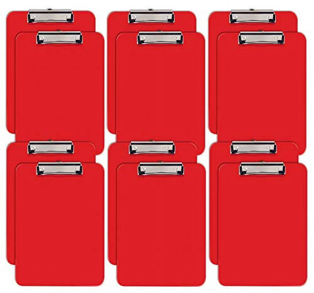 Red Plastic Clipboards, 12 Pack, Durable, 12.5 x 9 Inch, Low Profile ...