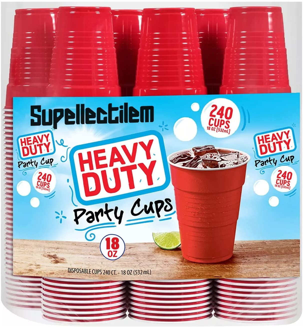 Red Plastic Disposable Cups - 18 Oz., 240 Ct. | Heavy Duty Large Party ...