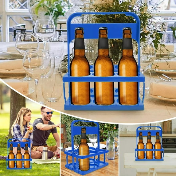 Red Plastic Foldable Beer Rack Portable Half Dozen 6 Bottles Hand ...