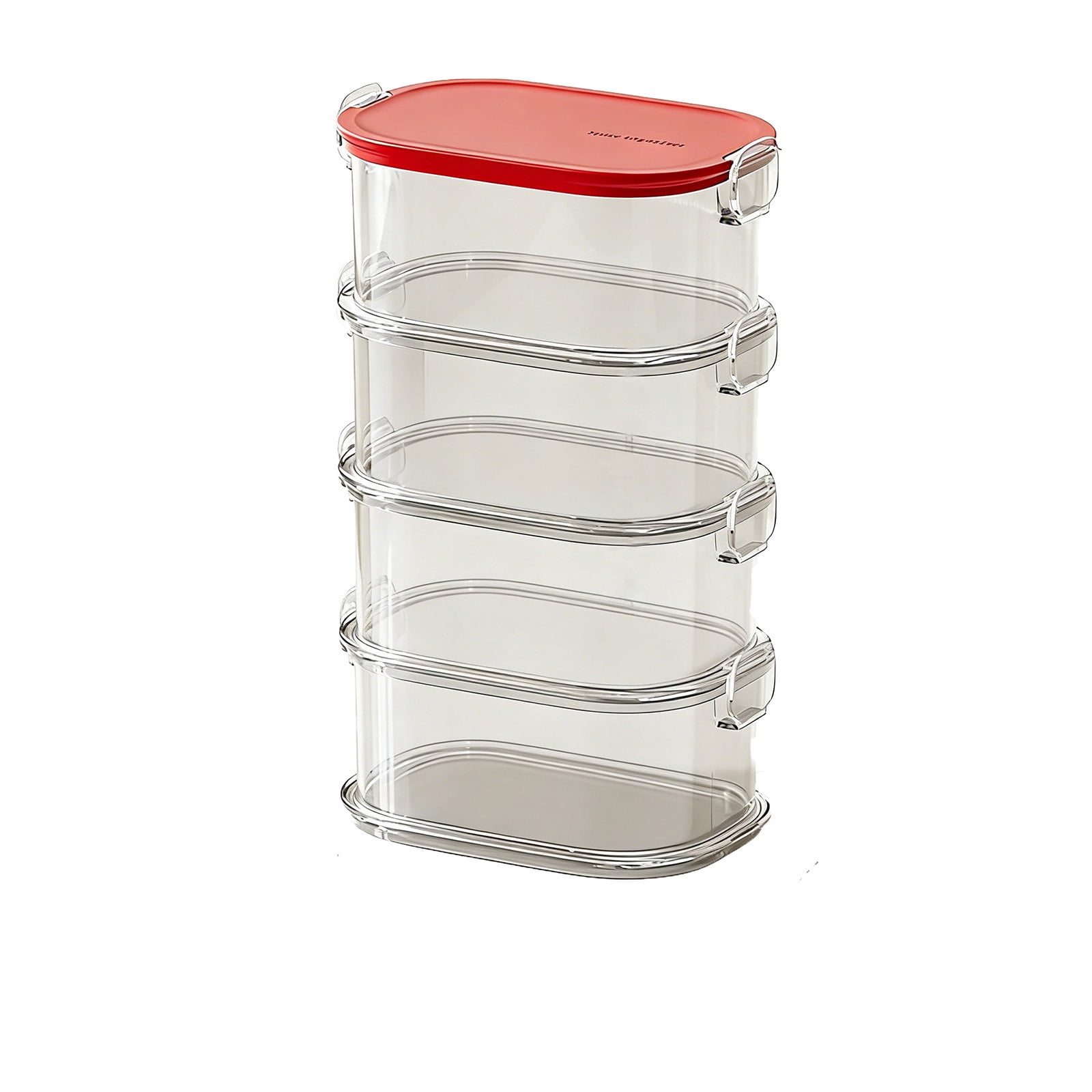 Red Plastic Food Storage Containers, 4.72x3.14x2.16in, Transparent ...