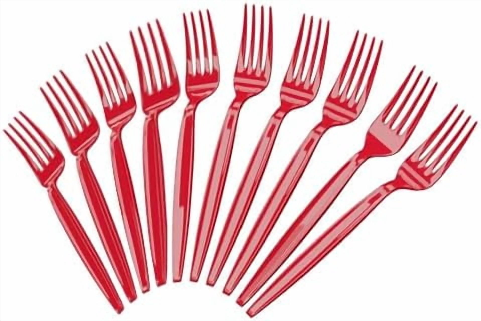 Red Plastic Forks (50 Pieces) - Red Forks for Parties, Durable ...