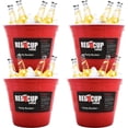 Red Plastic Ice Bucket, Large Reusable Beverage Tub for Drinks Pack of ...