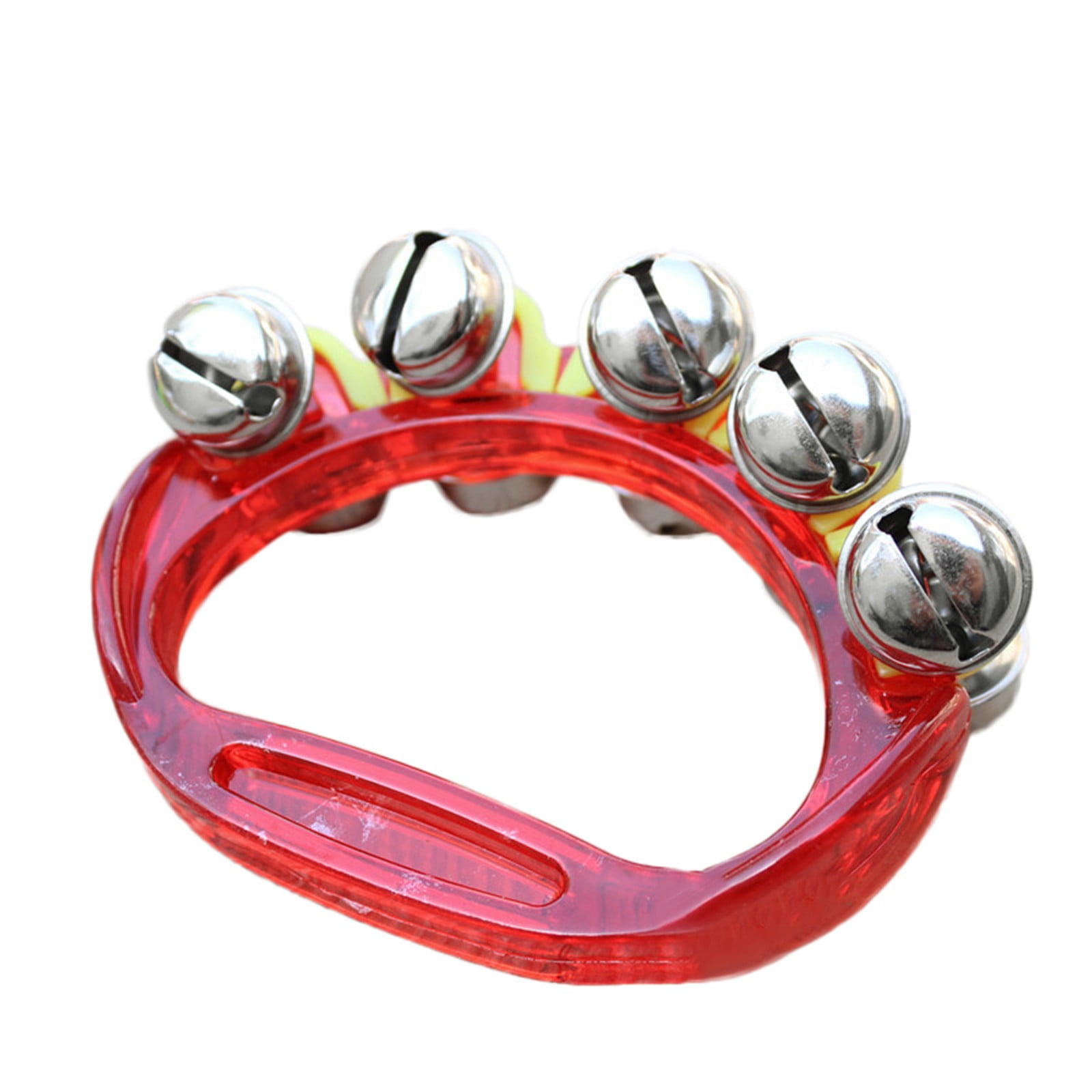 Red Plastic Musical Instrument Hand Bell With Five Bells Color Half ...