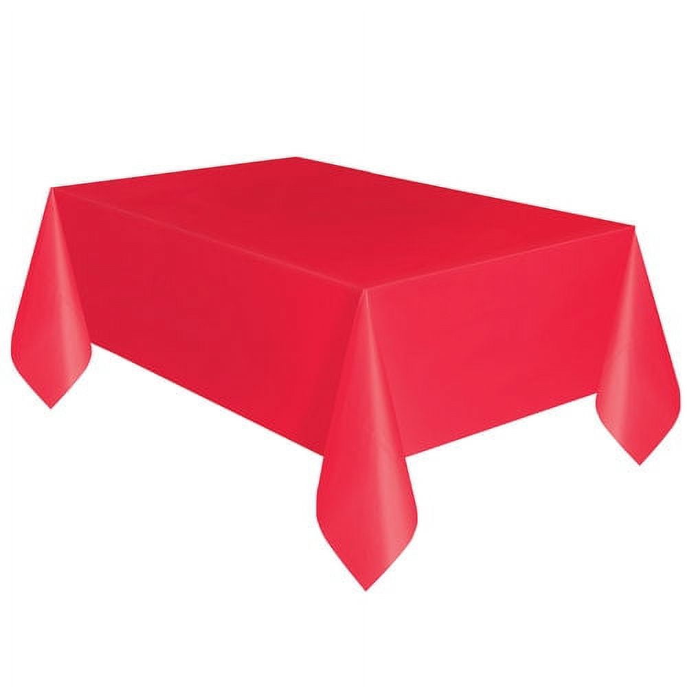 Rectangular 54" x 108" Red Plastic Table Covers, 3 Count, by Way To ...