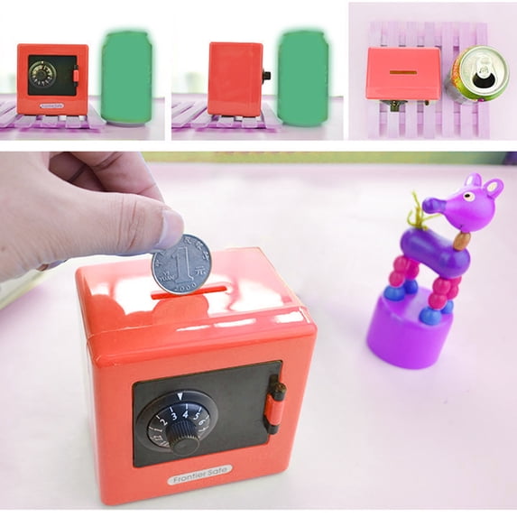 Red Plastic Password Safe Deposit Box, Children's Coin Bank with Lock ...