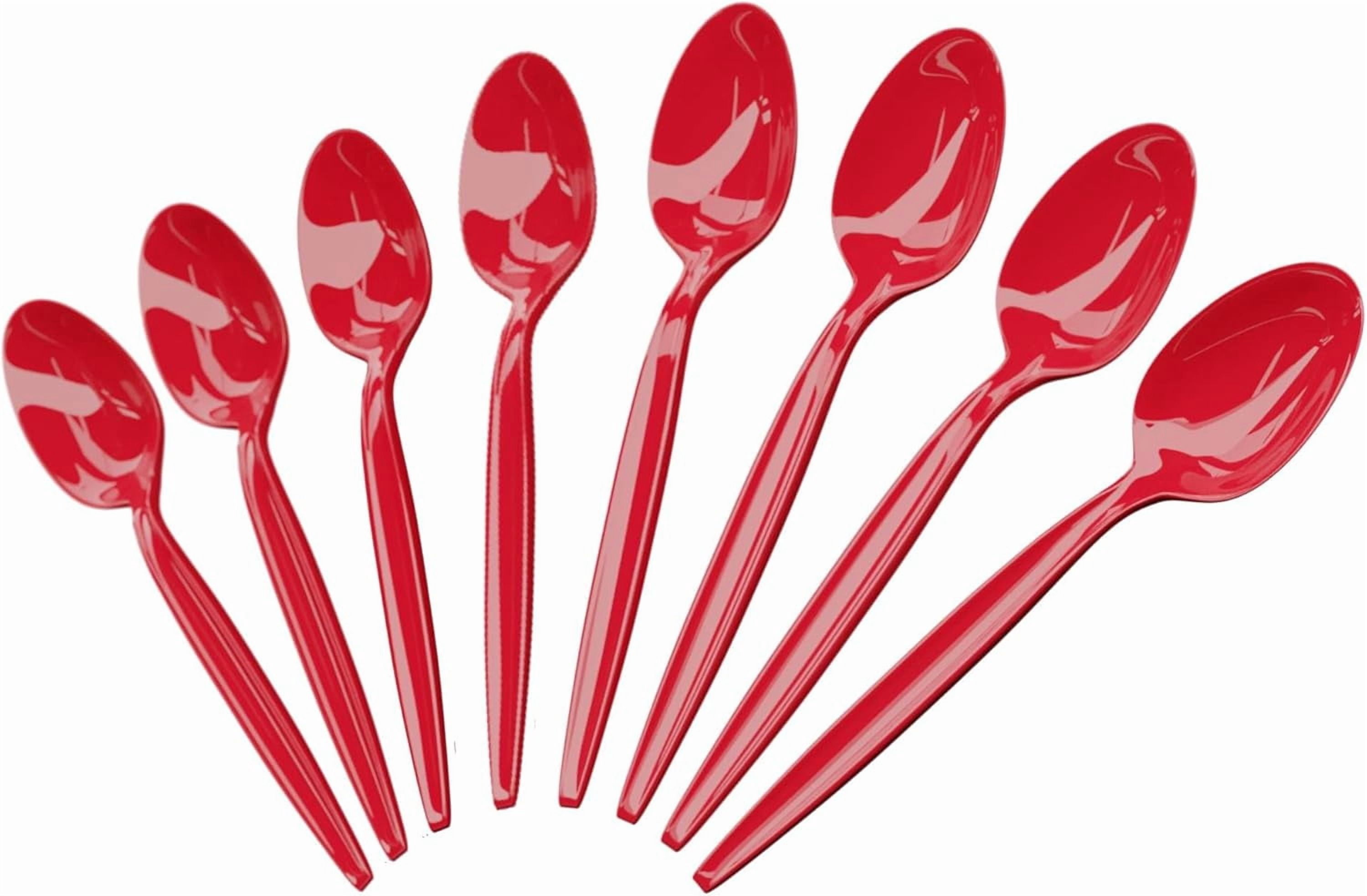 Red Plastic Spoons (24 Pieces) - Red Spoons for Parties, Durable ...