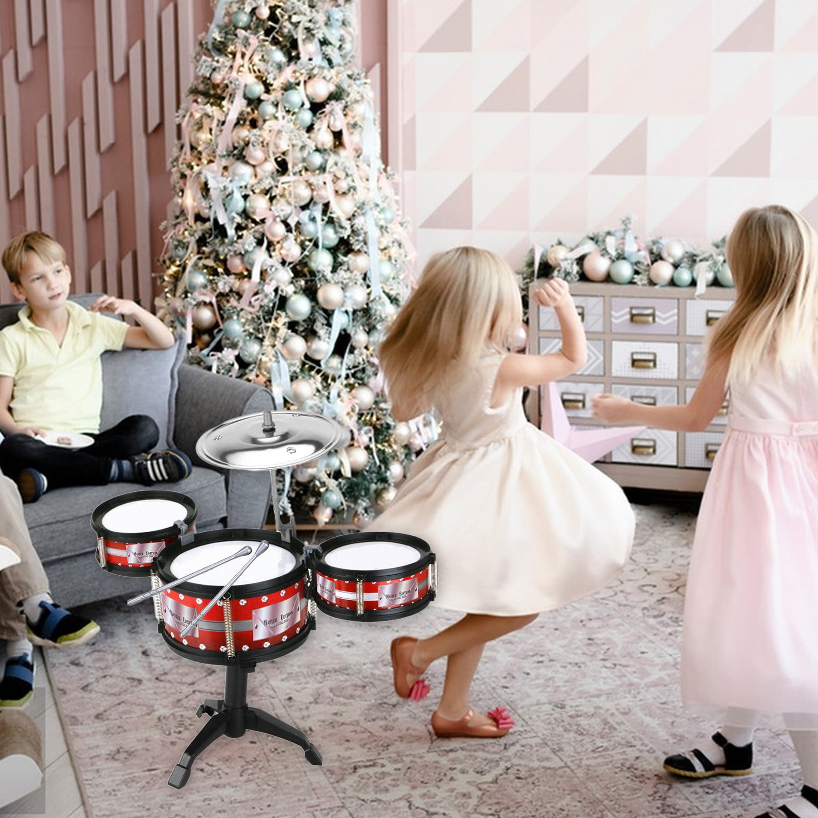 Red Plastic Toddler Drum Set - Educational Musical Toy for Kids Ages 3 ...