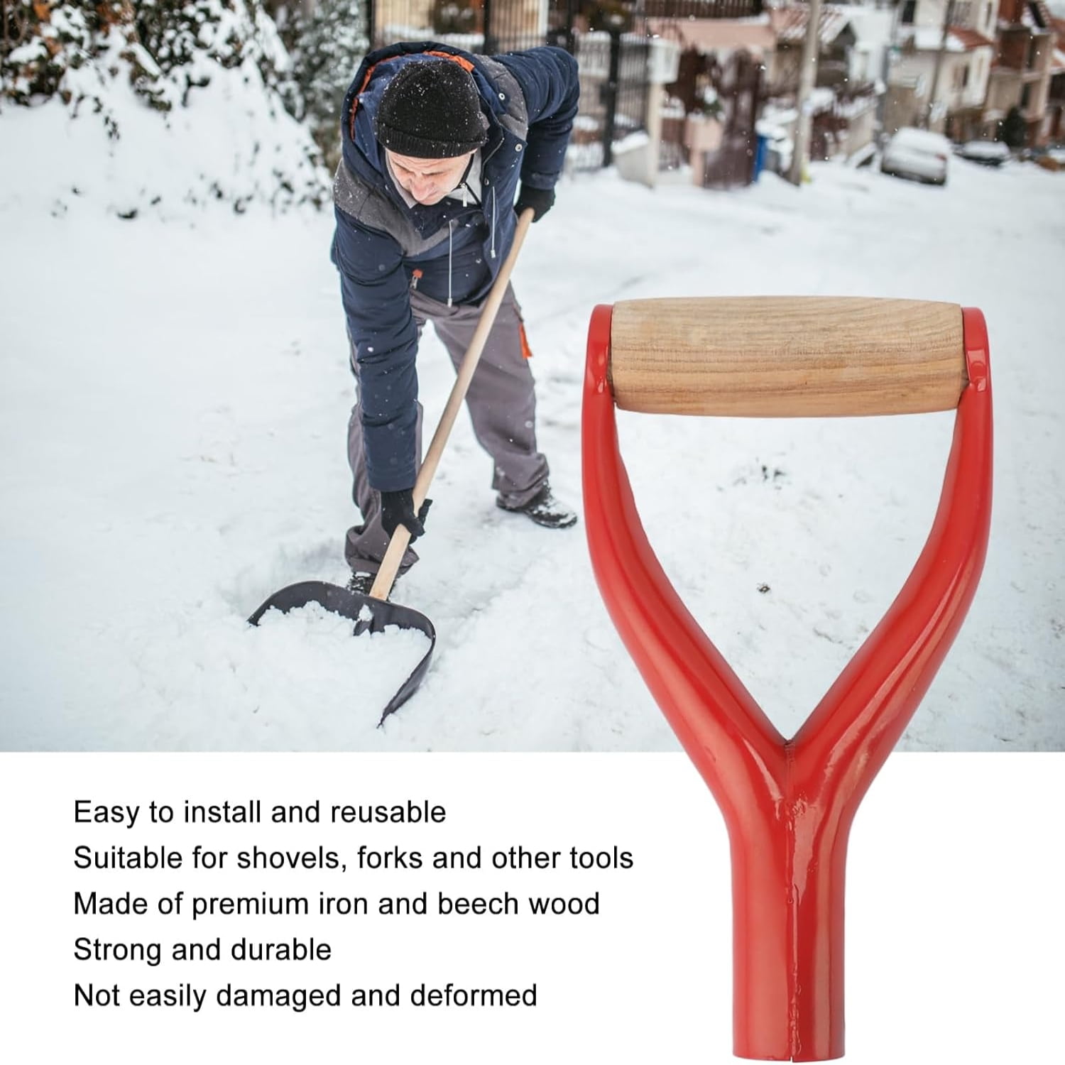 Red Plastic Y Shaped Shovel Handle Replacement for Garden Spades Forks ...