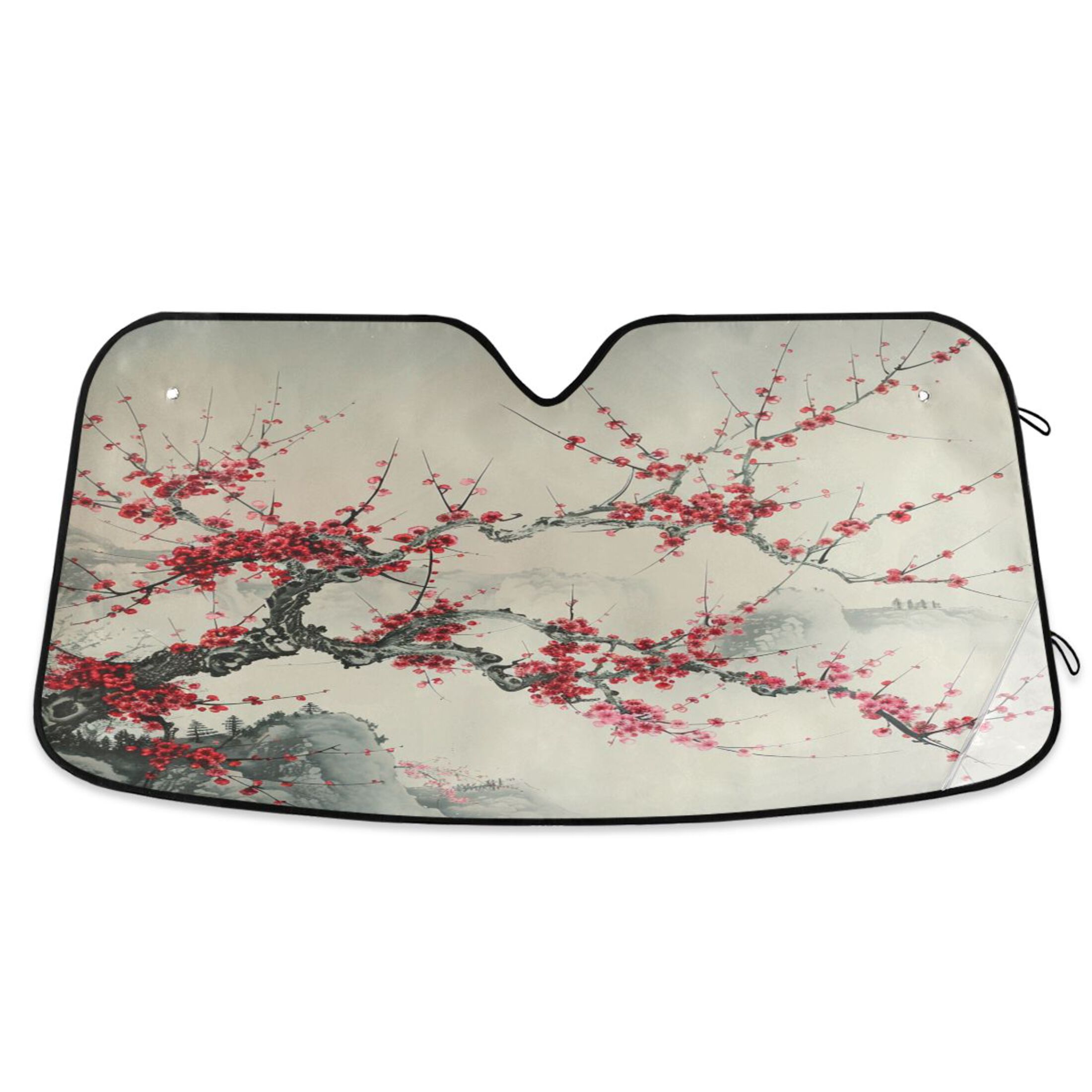 Red Plum Blossom Windshield Sun Shade Automobile Visor Accordion ...
