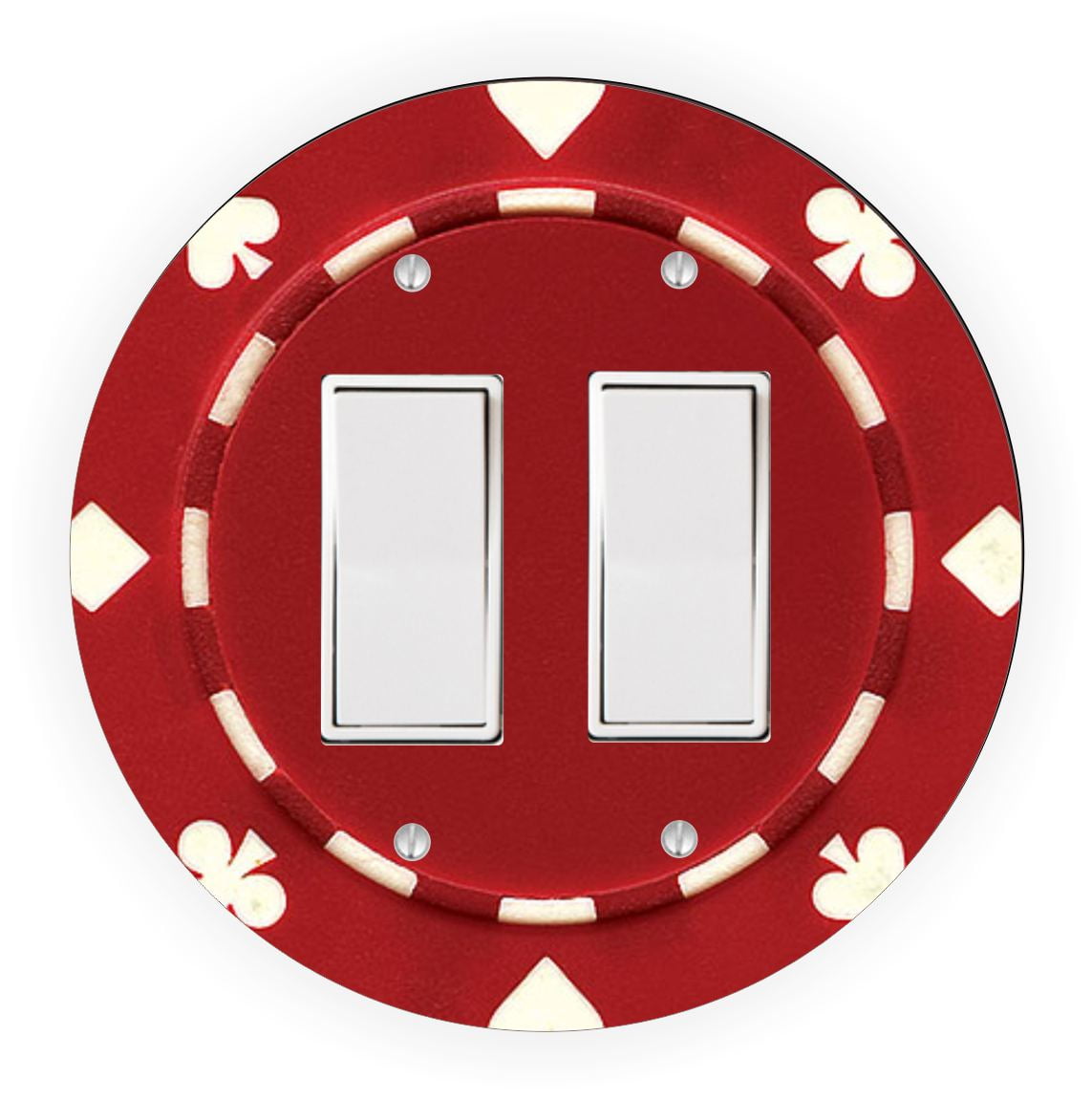 Red Poker Chip Design - Round Light Switch Plate Cover - Double Rocker ...