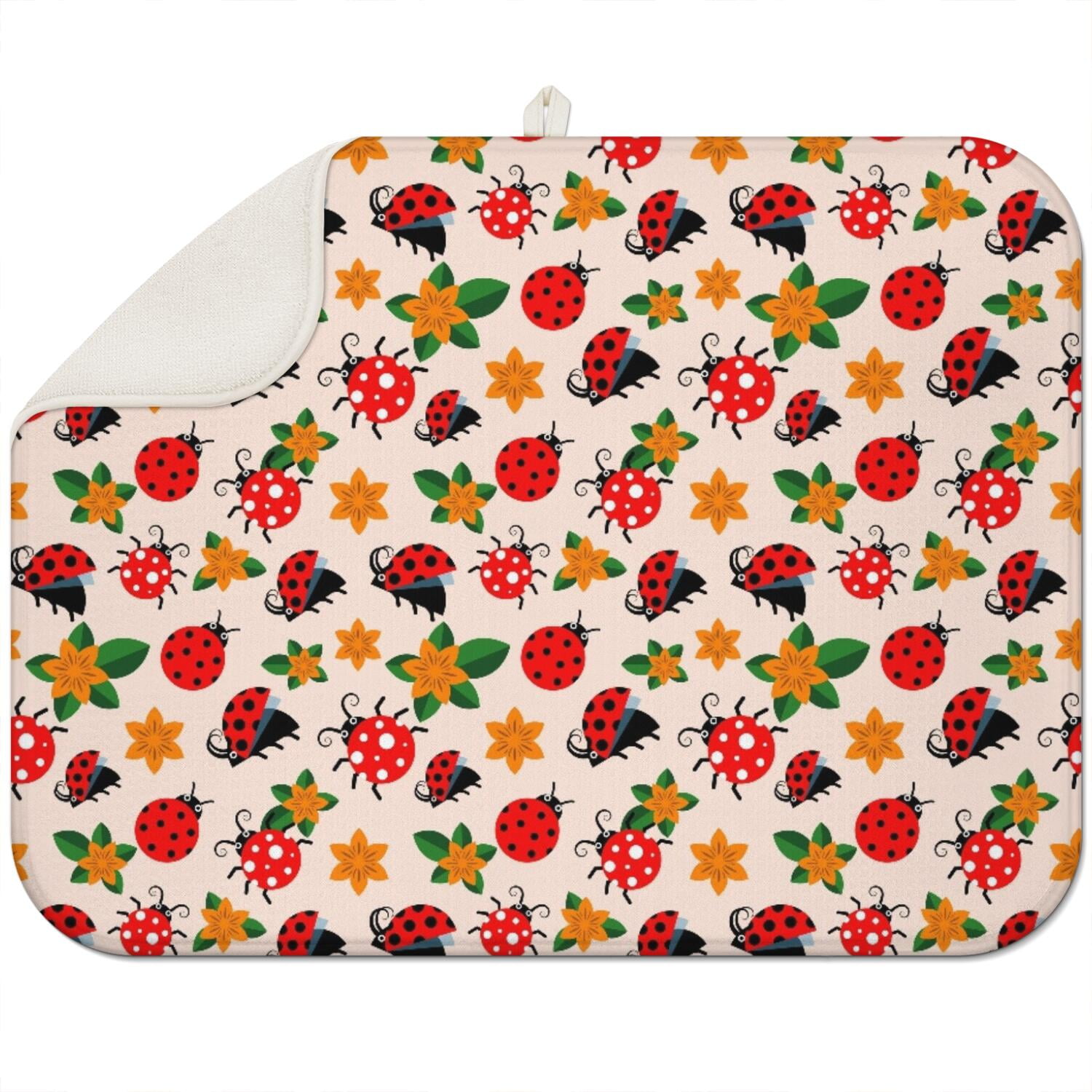 Red Polka Dot Kitchen Drying Mat - Super Absorbent Microfiber Dish Rack ...