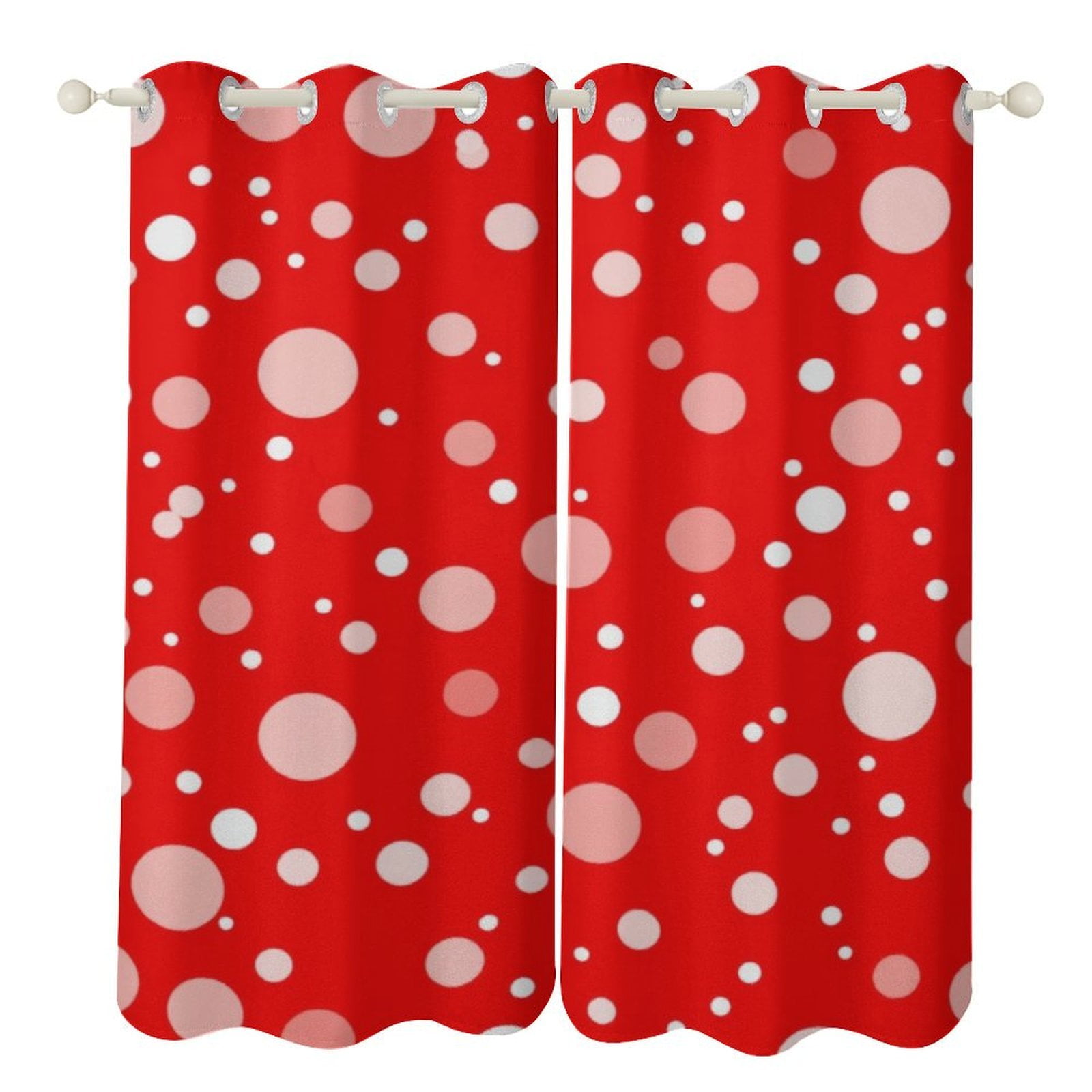 Red Polka Dot Pattern Blackout Window Curtains for Bedroom Living Room ...