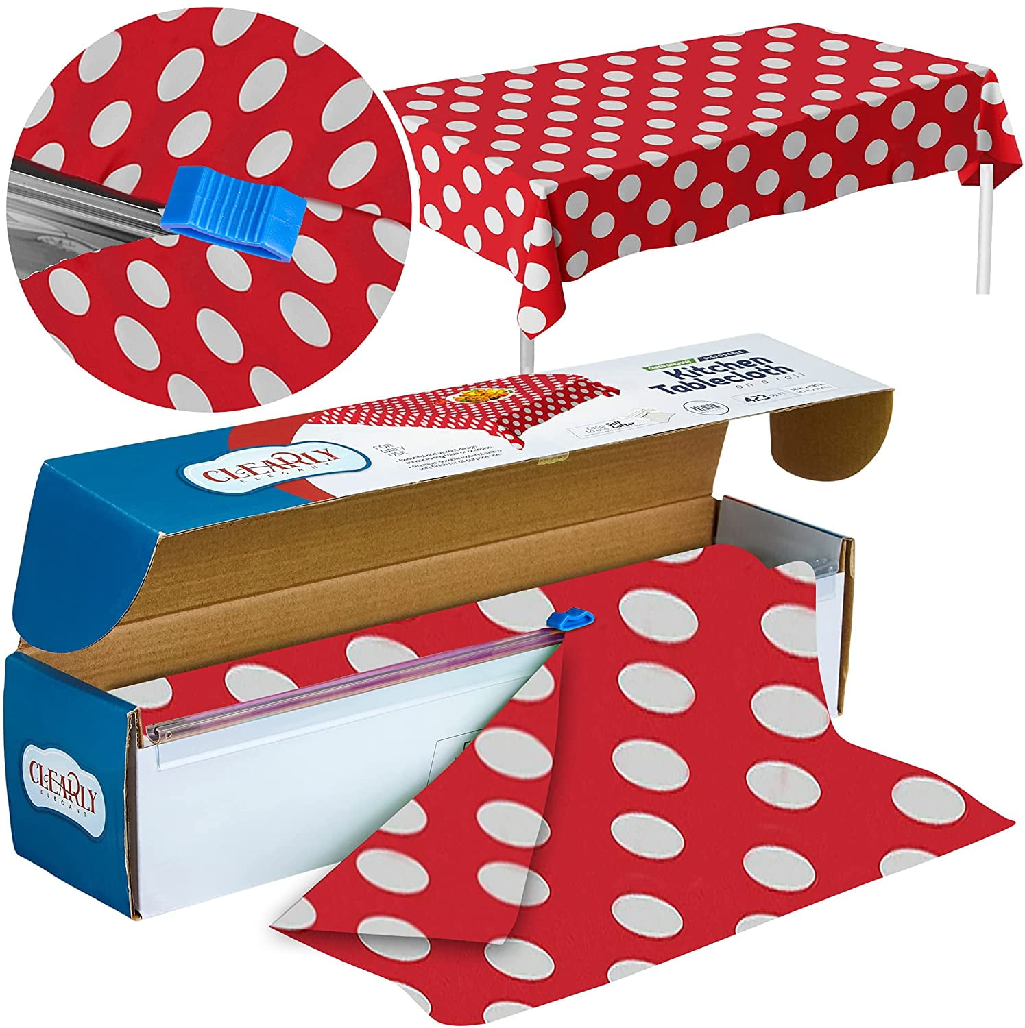 Red Polka Dot Picnic Party Plastic Tablecloth Roll, Disposable Table ...