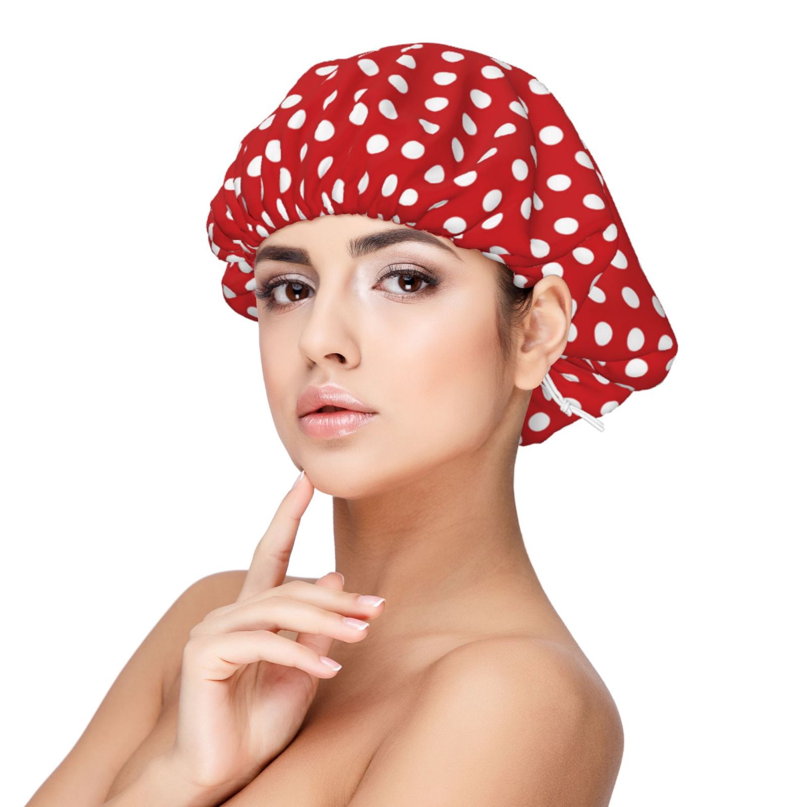 Red Polka Dot Silk Bonnet for Sleeping Women Men, Adjustable Elastic ...
