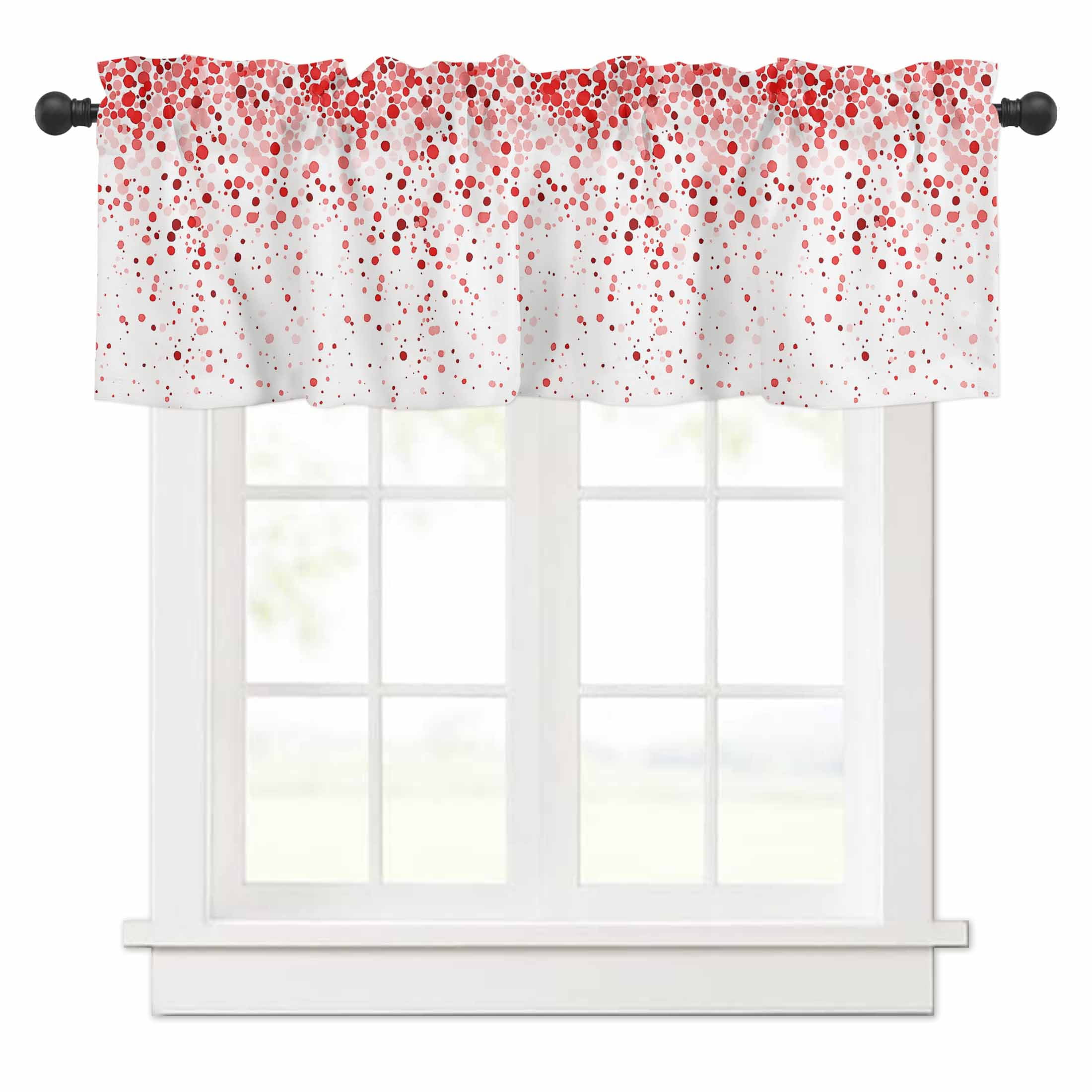 Red Polka Dot Valances for Windows Watercolor Red Gradient Rod Pocket ...