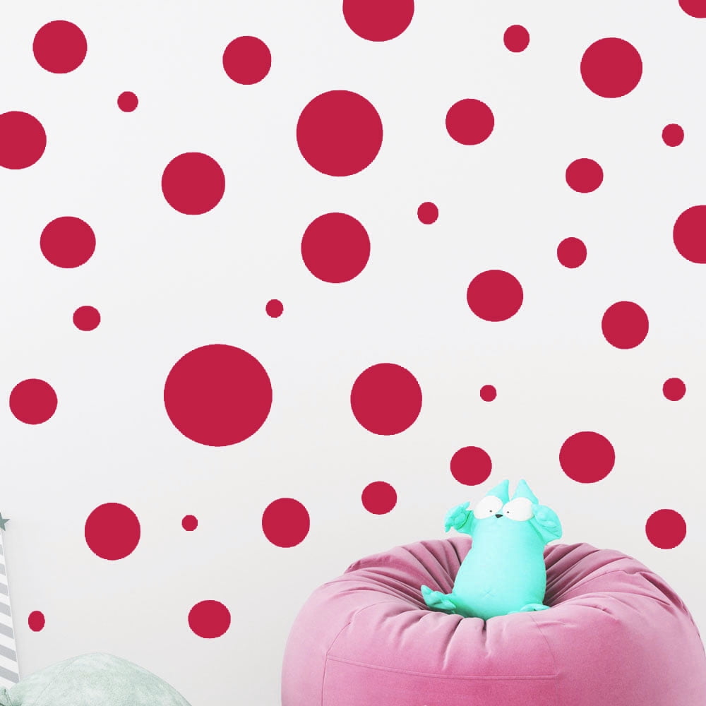 Red Polka Dot Wall Decals Vinyl Wall Dot Stickers Kids Room Decor ...